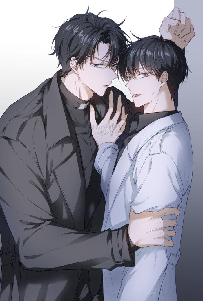 The Big ImageBoard (TBIB) - 2boys artist name black coat black eyes black hair black shirt coat ...