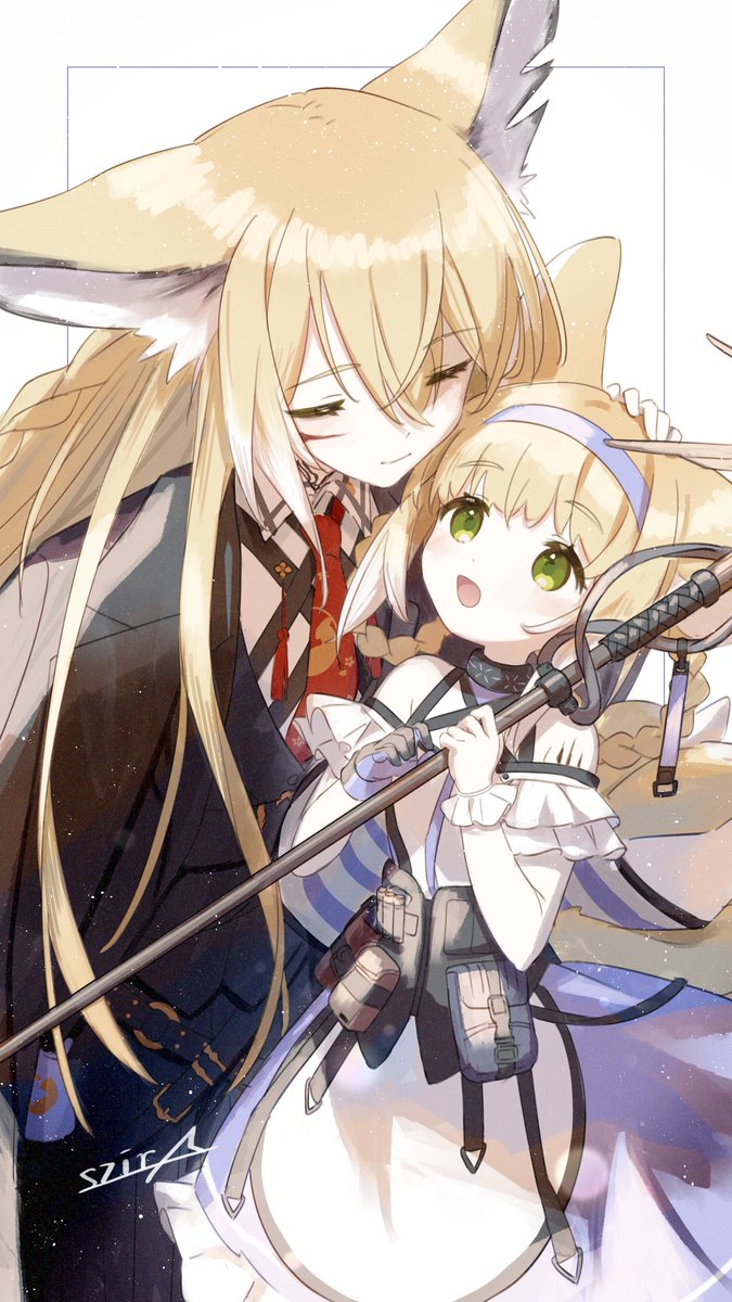 The Big ImageBoard (TBIB) - 2girls :d animal ears arknights bare shoulders black coat blonde ...