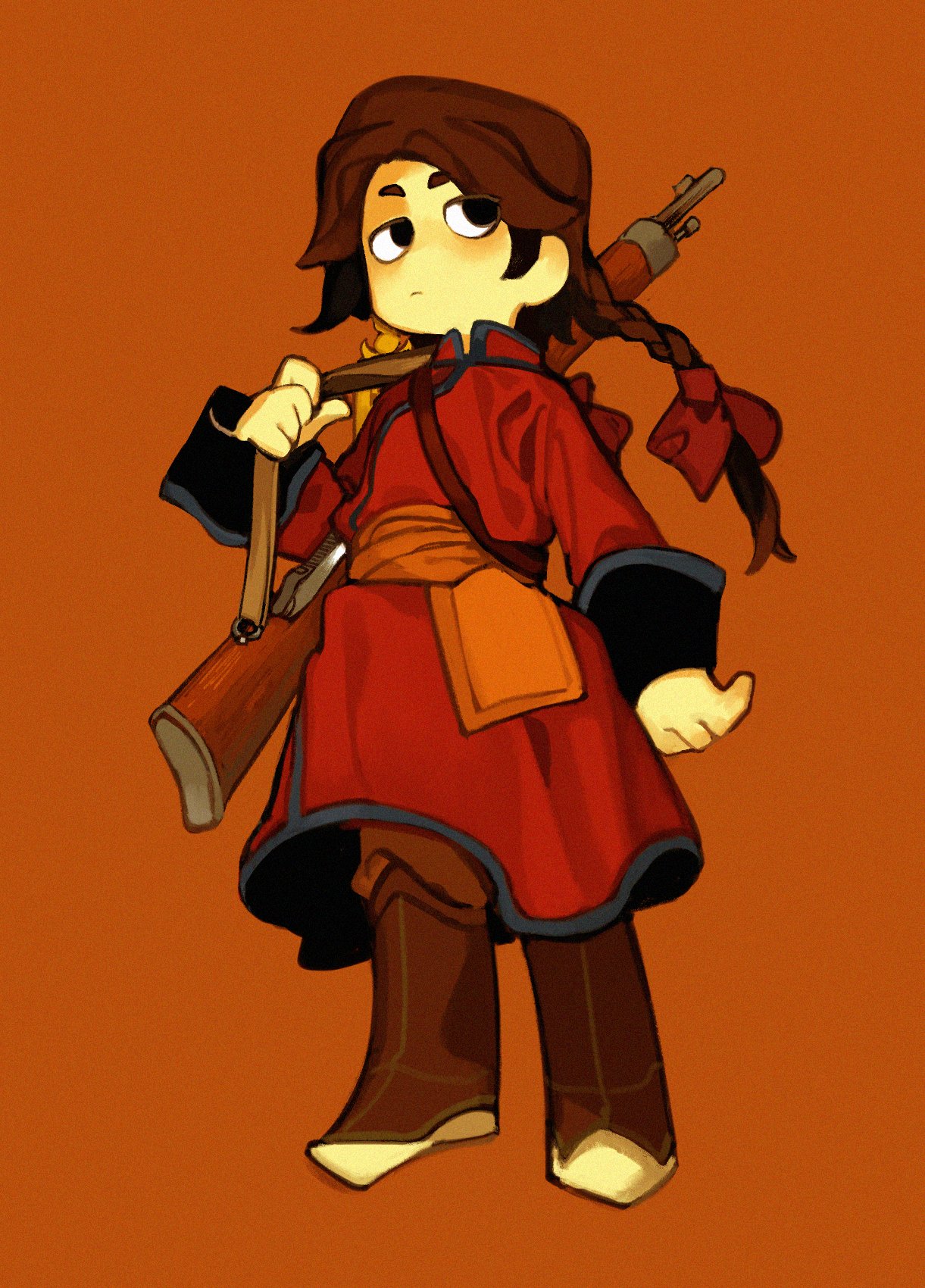 The Big ImageBoard (TBIB) - 1girl black eyes boots braid brown hair ...
