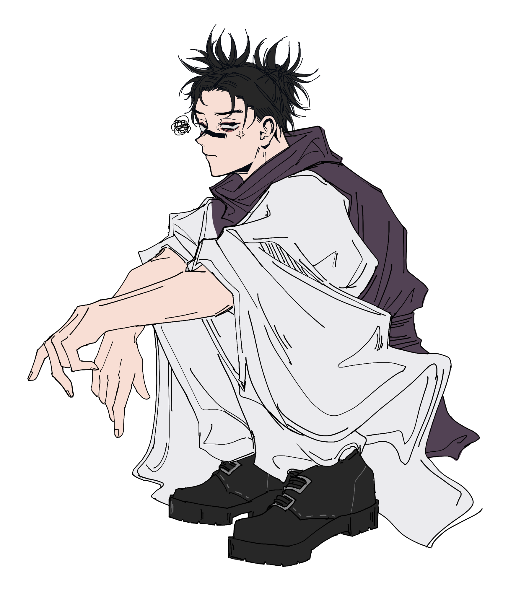 The Big ImageBoard (TBIB) - 1boy anger vein arm on knee bags under eyes ...