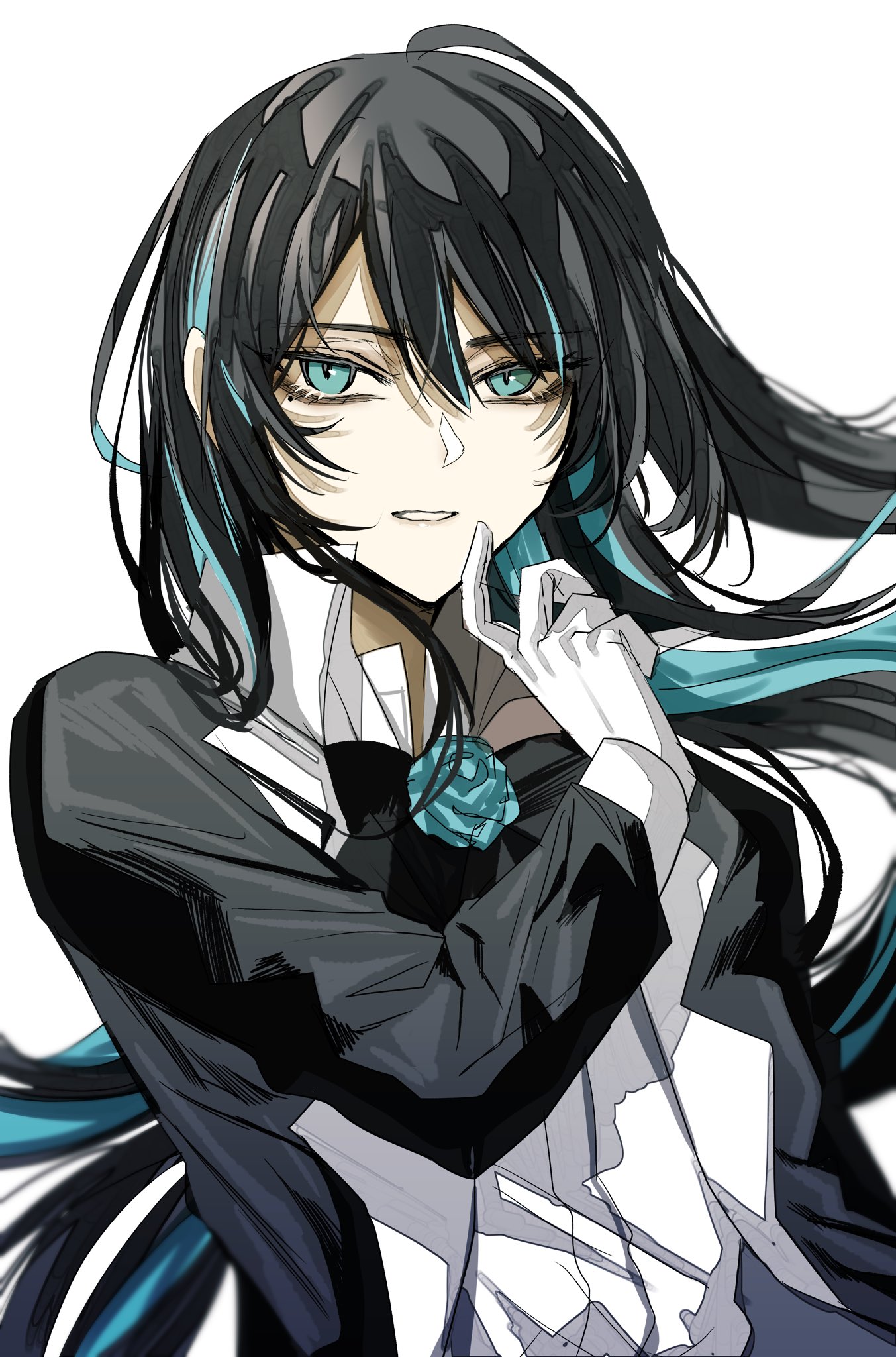 The Big ImageBoard (TBIB) - 1girl ado (utaite) black bow black bowtie black hair blue brooch ...