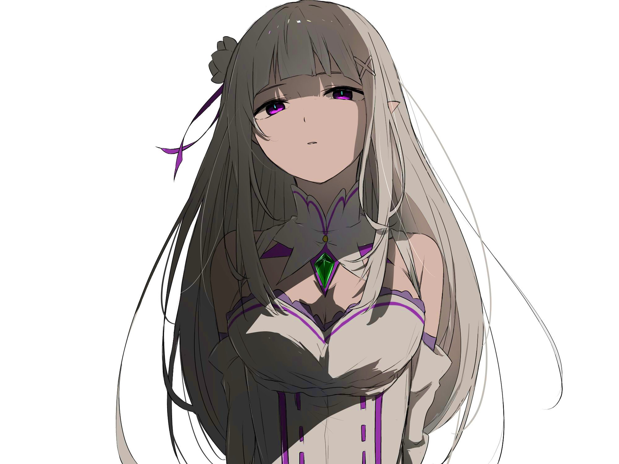 The Big ImageBoard (TBIB) - 1girl blunt bangs breasts cleavage detached collar detached sleeves ...