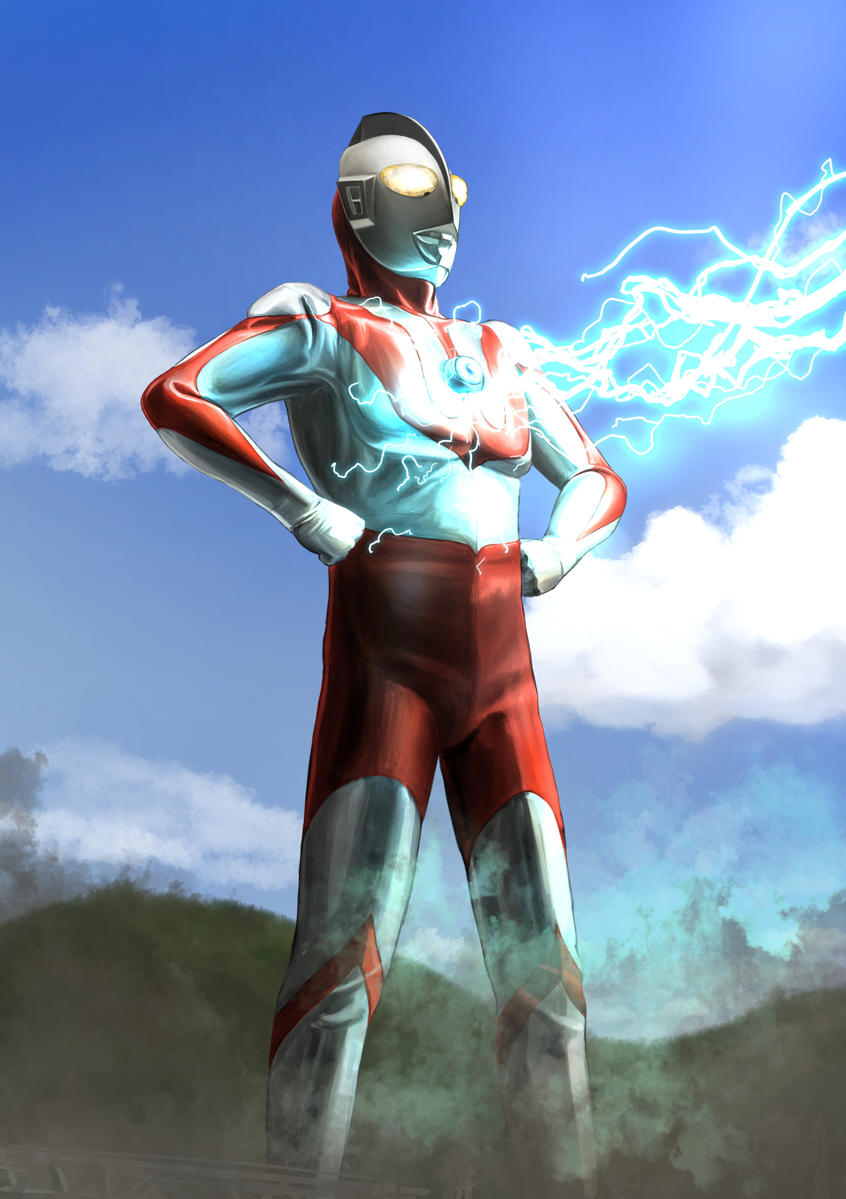 The Big ImageBoard (TBIB) - 1boy absurdres alien attack trail blue sky ...