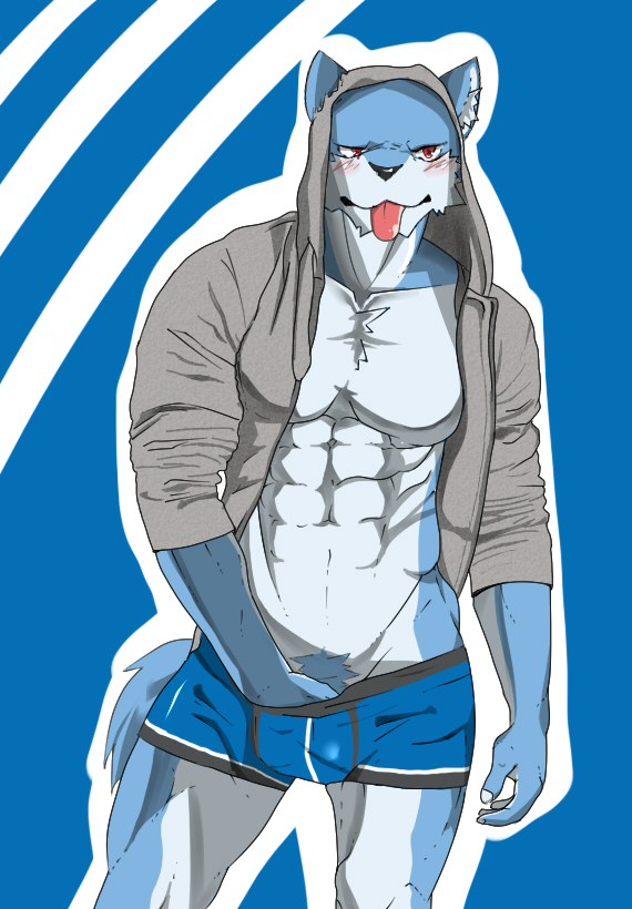 The Big Imageboard Tbib Abs Abstract Background Anthro Athletic Biceps Biped Black Nose Blue 2210