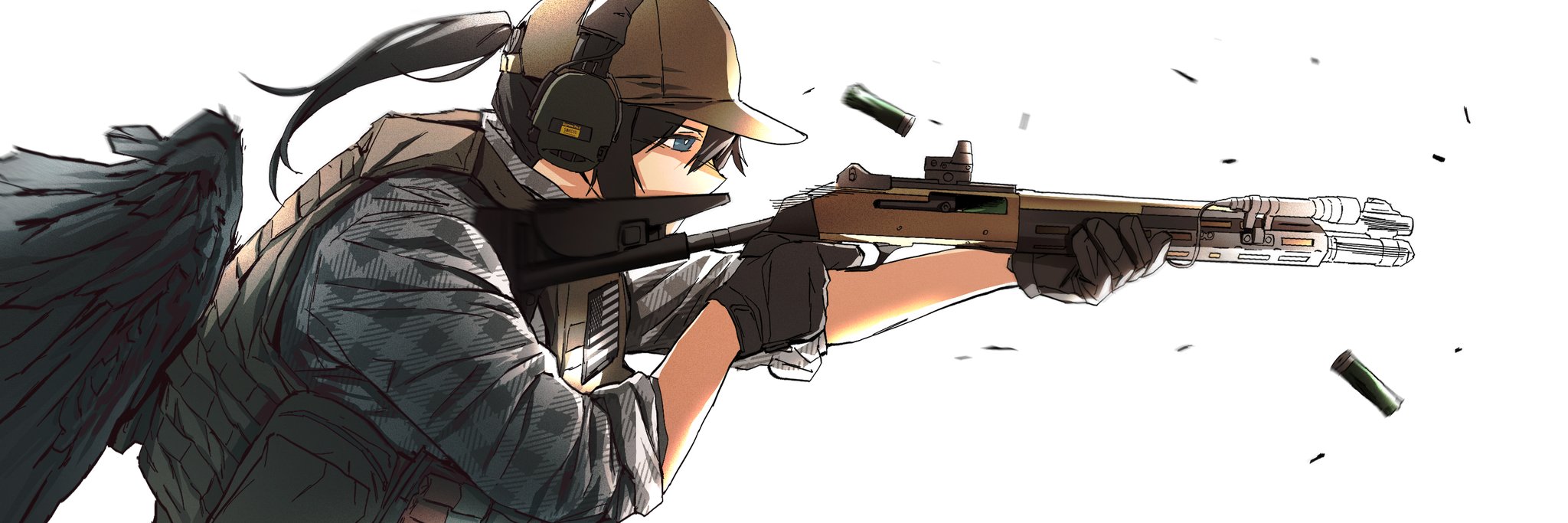 The Big ImageBoard (TBIB) - 1girl aiming american flag baseball cap ...