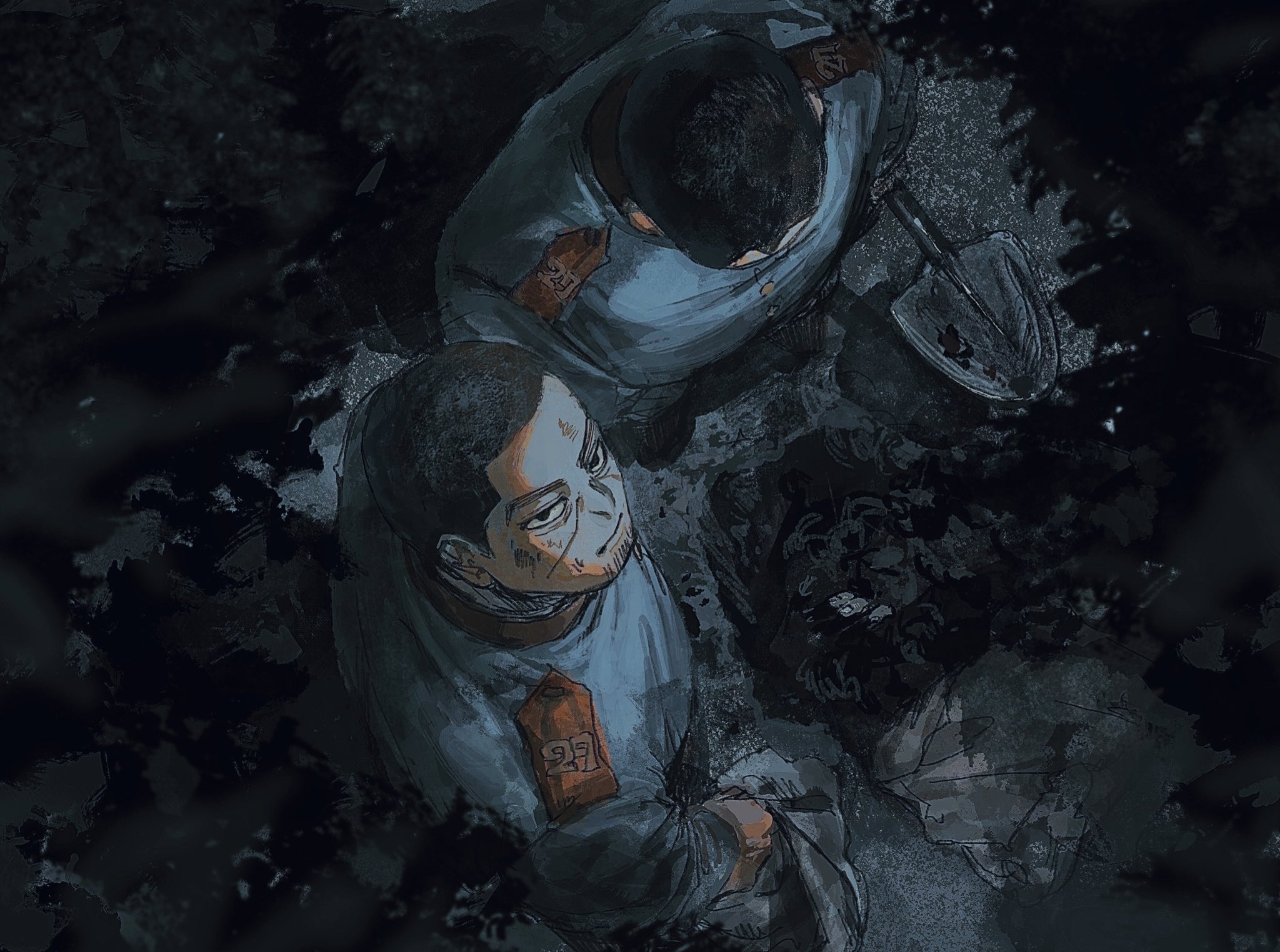 The Big ImageBoard (TBIB) - 2boys black eyes black hair blue jacket buried buzz cut character ...