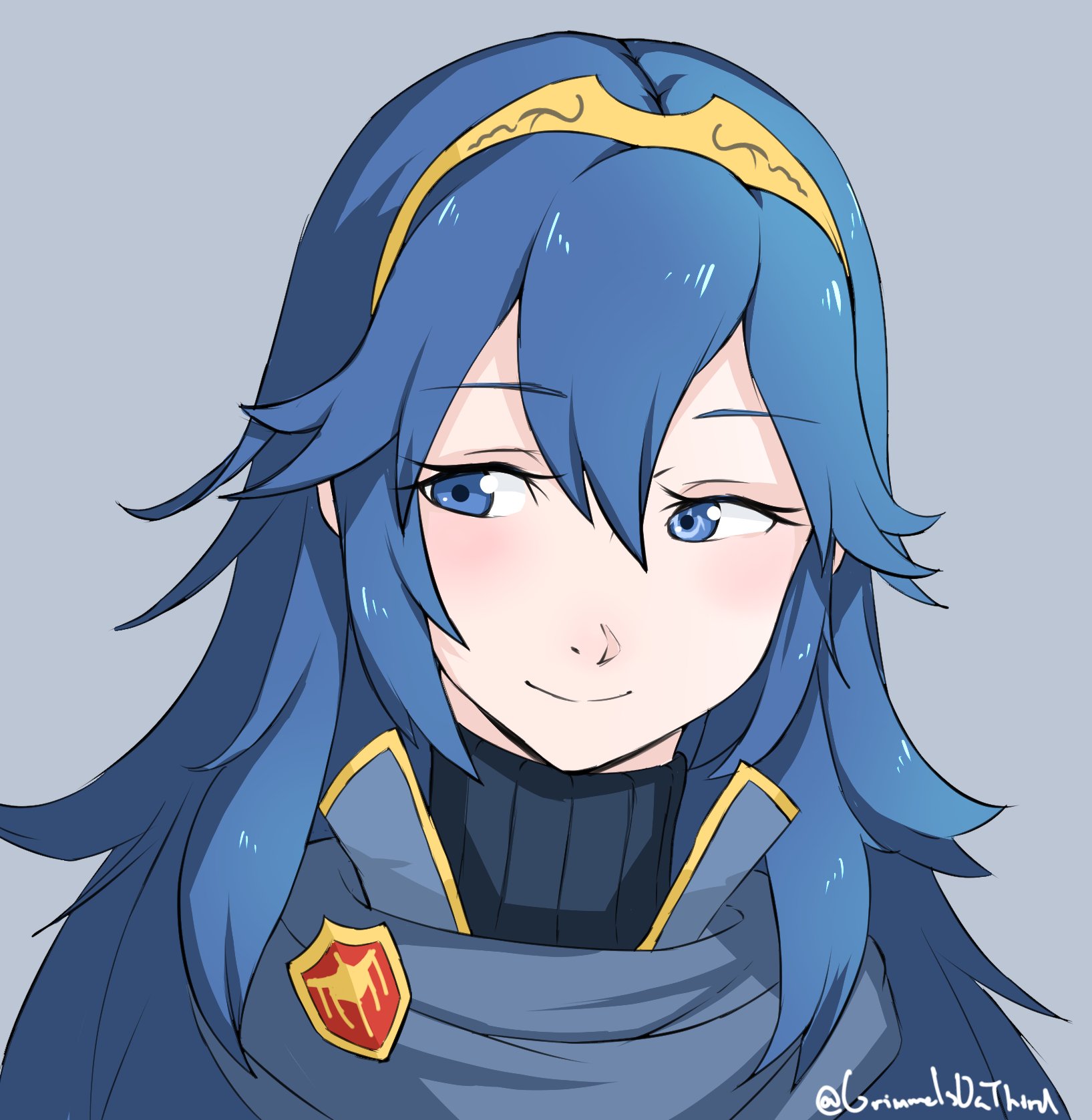 The Big ImageBoard (TBIB) - 1girl armor blue eyes blue hair blush cape ...