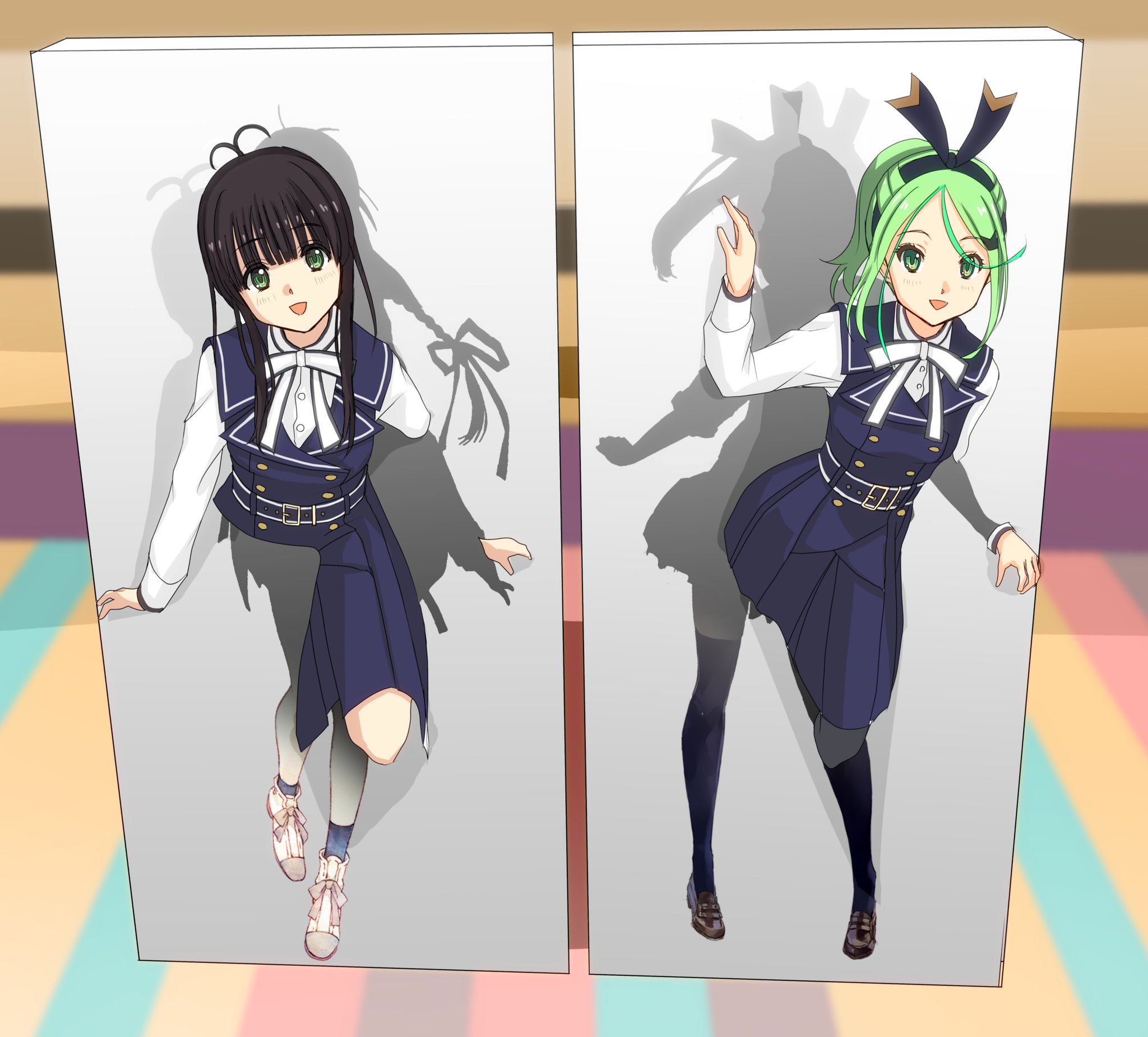 The Big ImageBoard (TBIB) - 22/7 2girls antenna hair black hair bow braid bxtbsy7q76gxh73 green ...