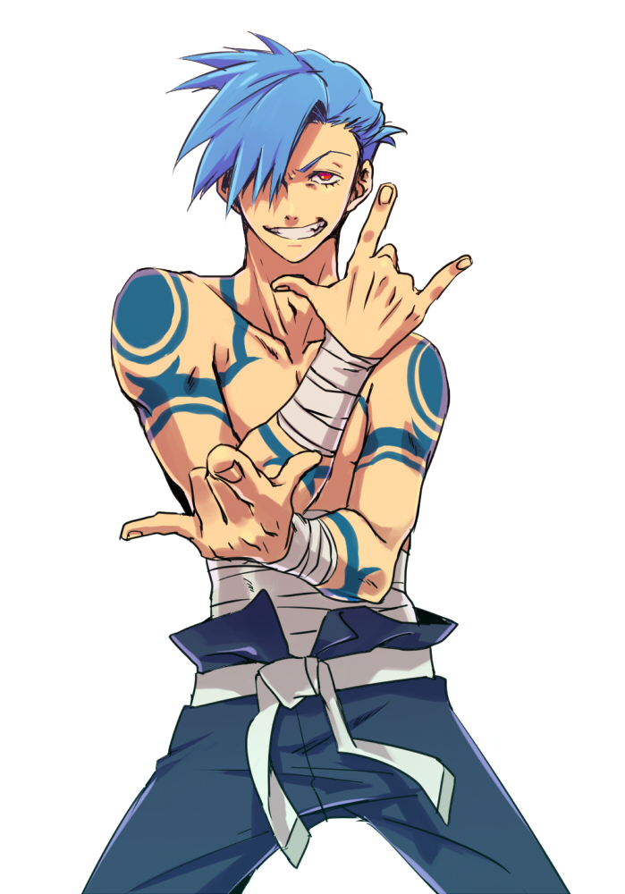 The Big ImageBoard (TBIB) - 1boy \m/ blue hair commentary request ...