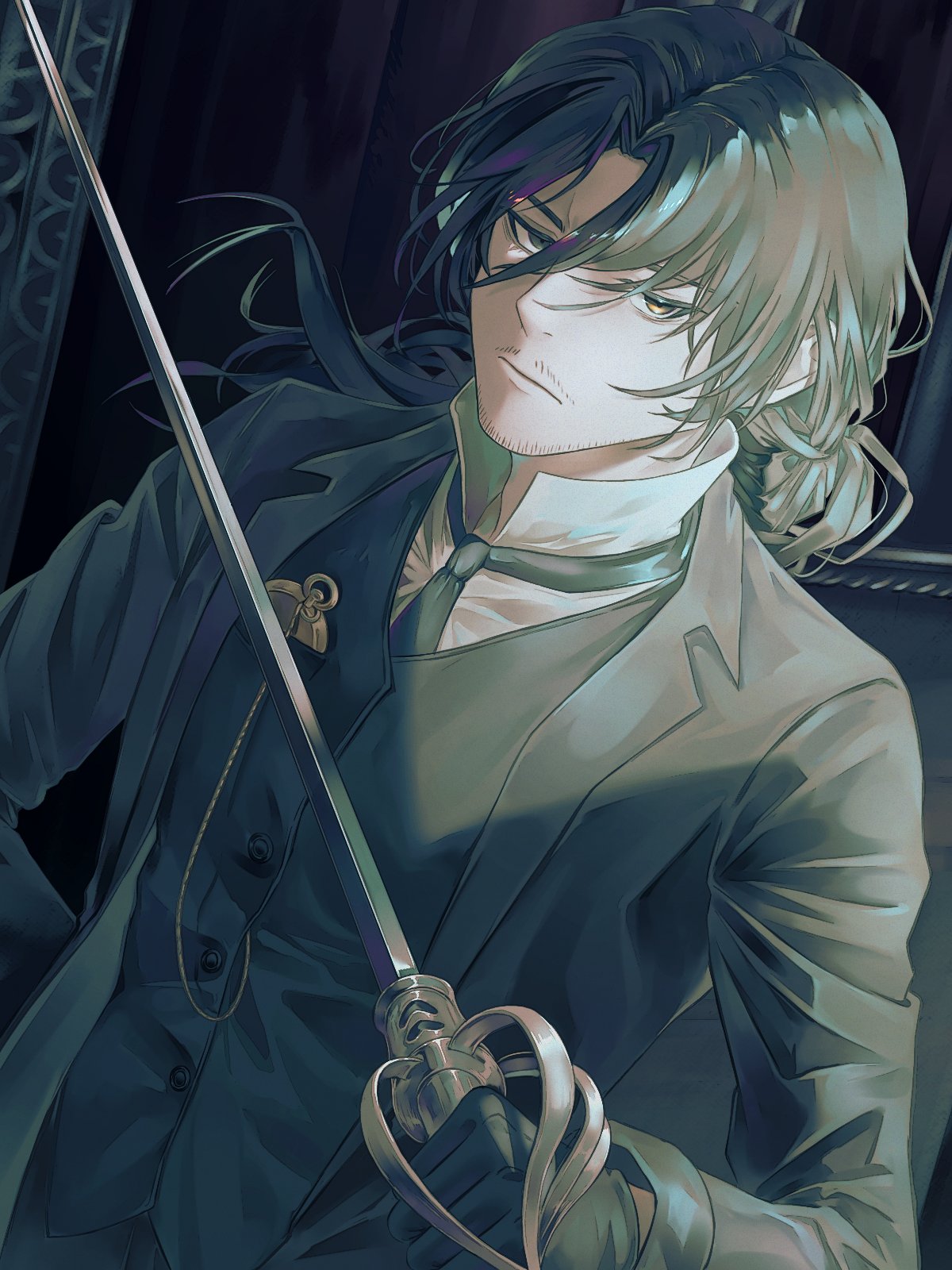 The Big ImageBoard (TBIB) - 1boy black coat black gloves black necktie ...