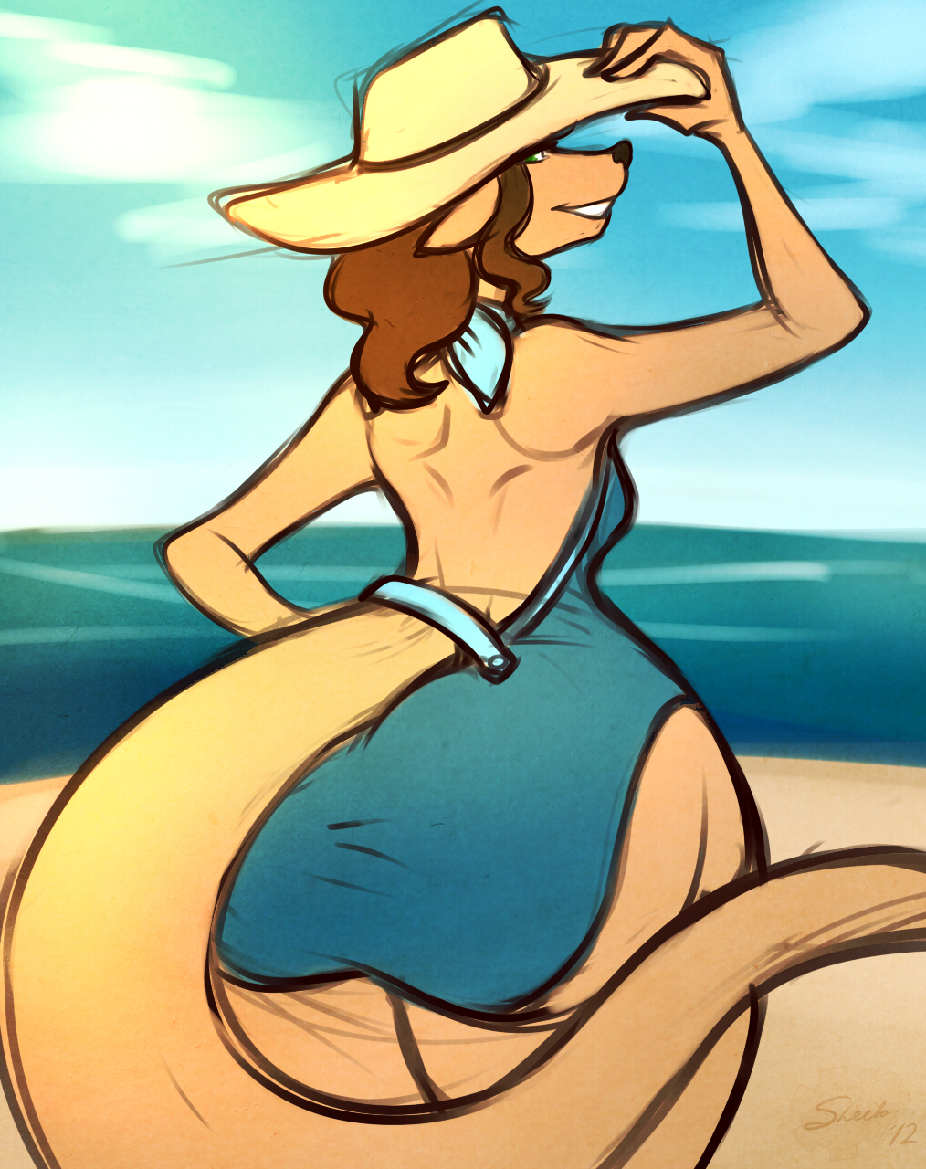 The Big Imageboard Tbib Abigail Roo Anthro Backless Clothing Backless Swimsuit Beach Big