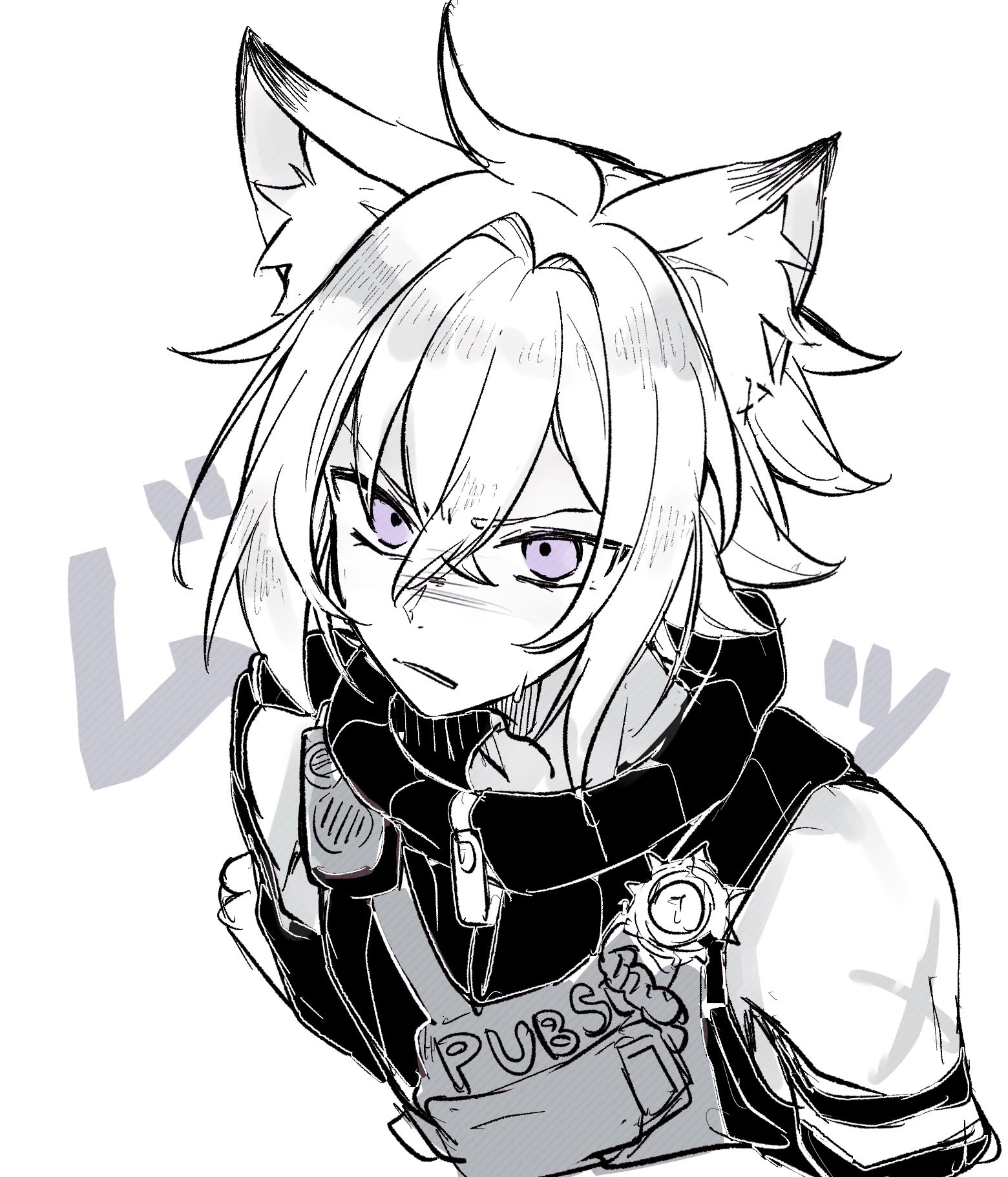 The Big ImageBoard (TBIB) - 1boy animal ear fluff animal ears cat boy cat ears greyscale hair ...