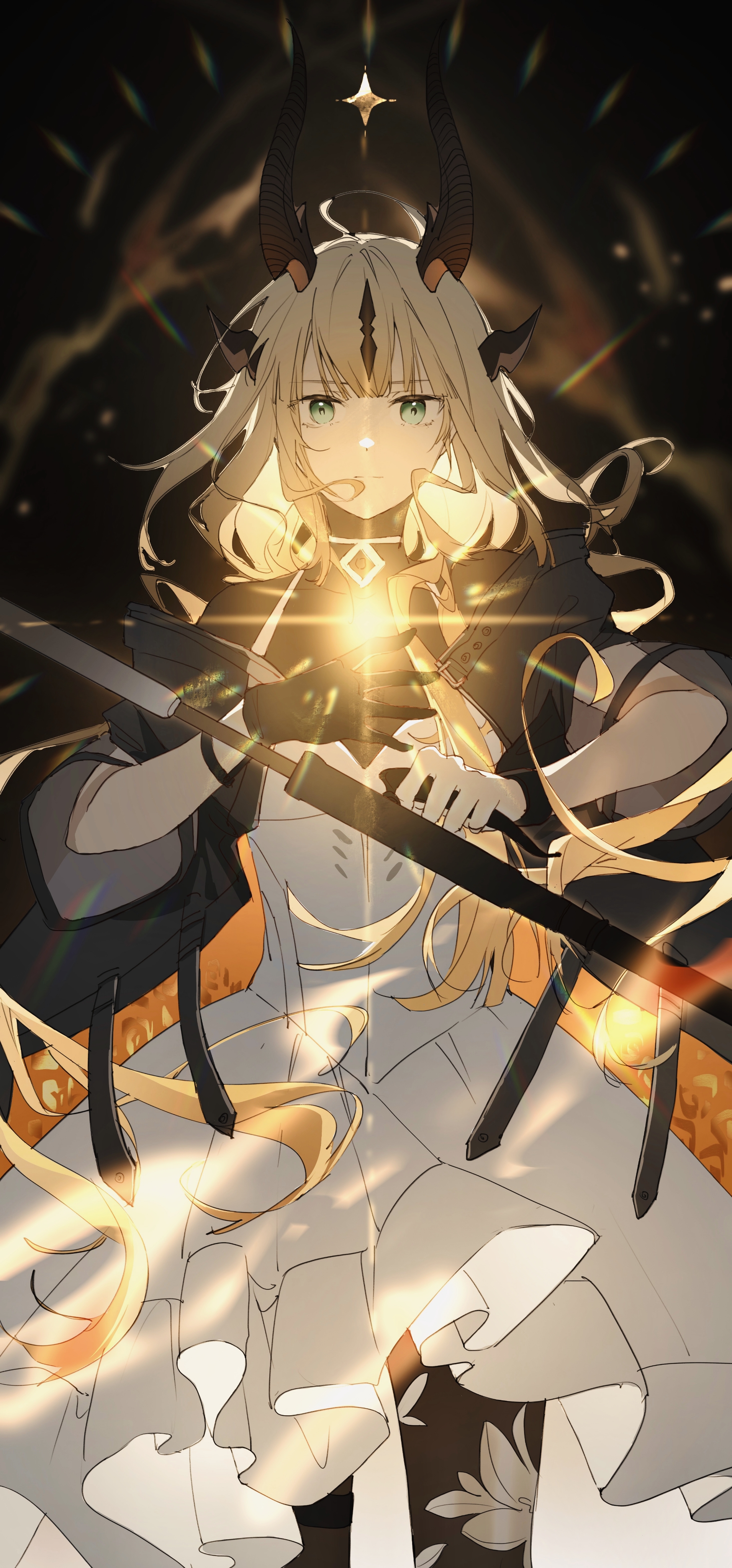 The Big Imageboard Tbib 1girl Absurdres Ahoge Arknights Black Horns