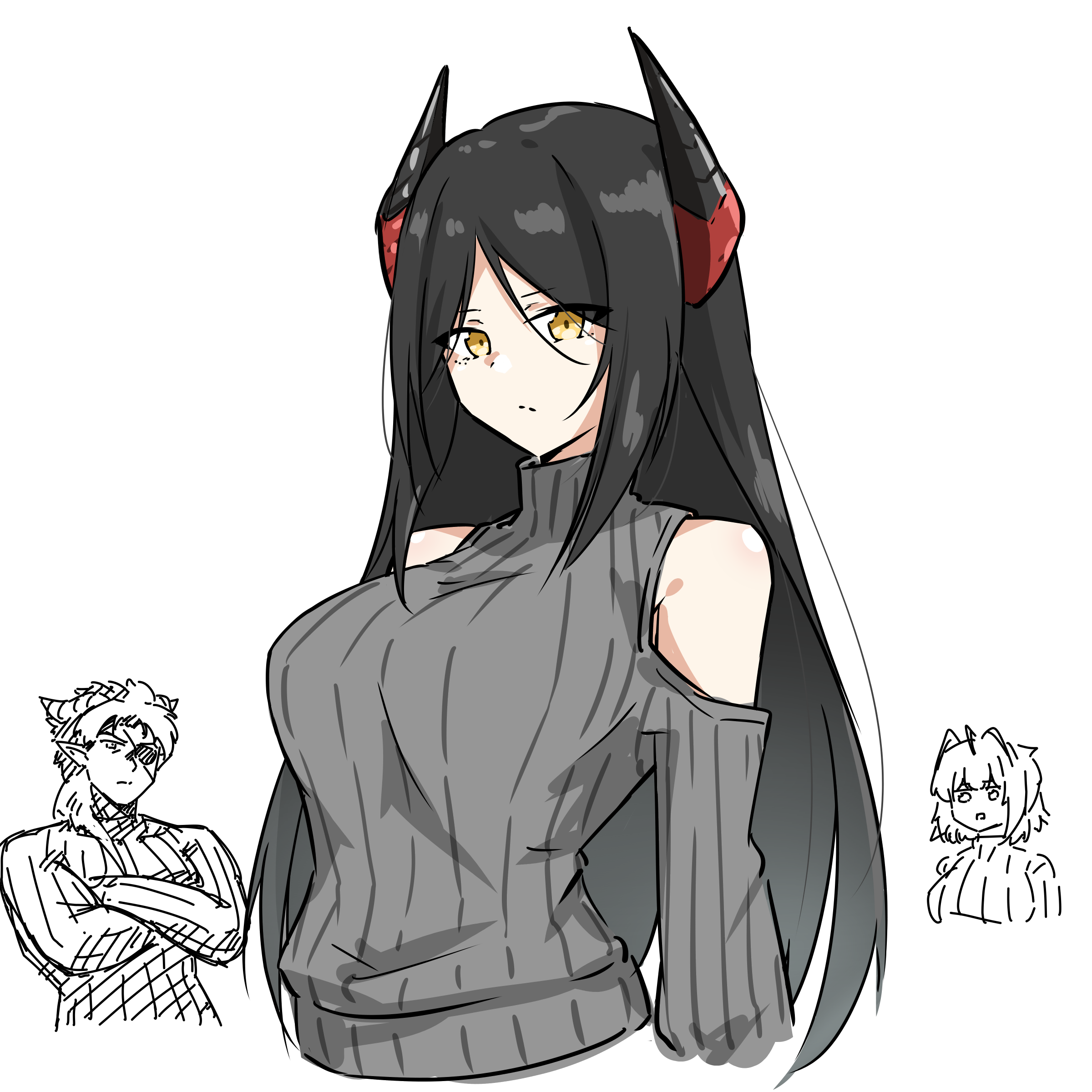 The Big ImageBoard (TBIB) - 1boy 2girls absurdres alternate costume arknights bare shoulders ...