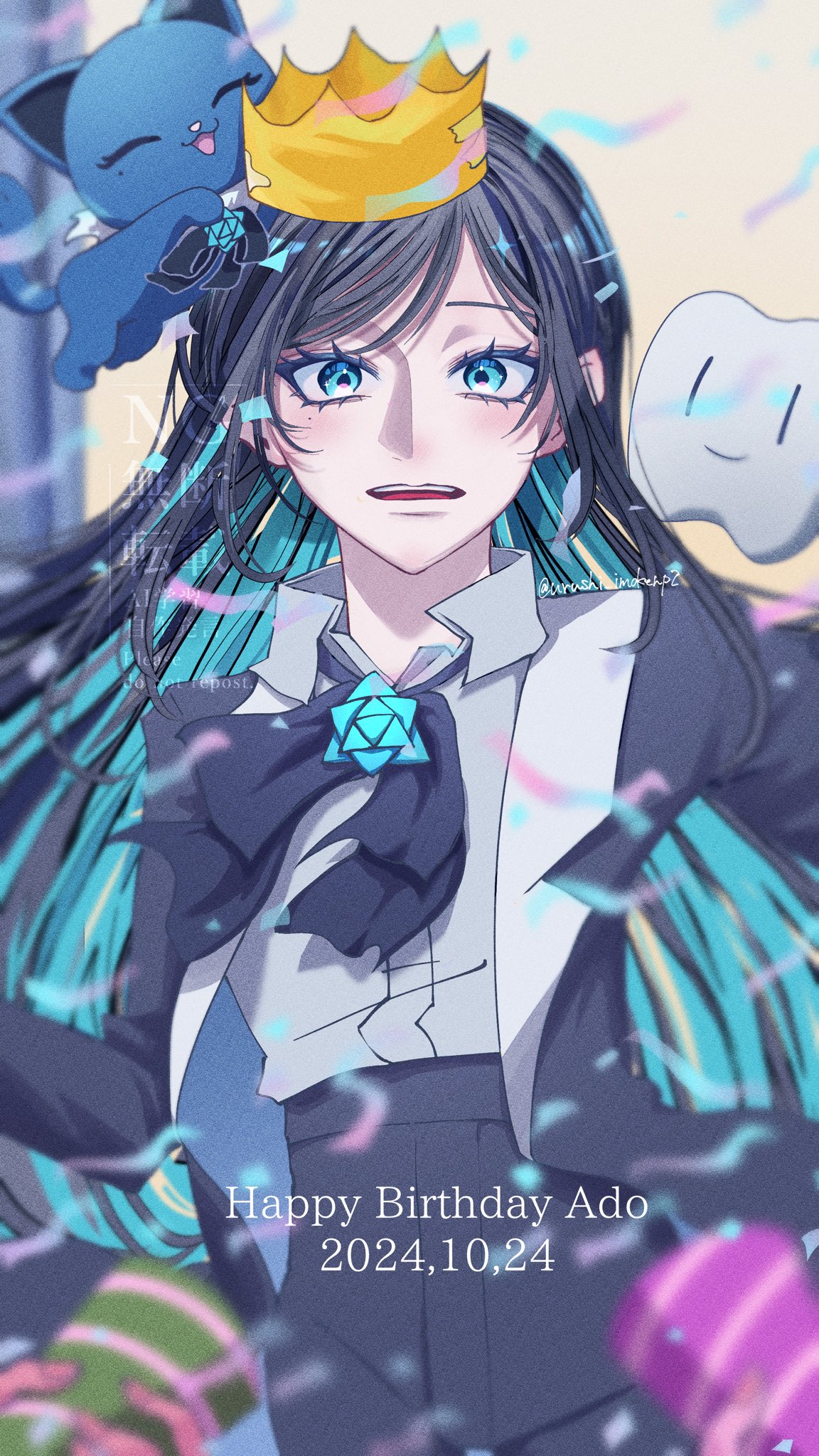 The Big ImageBoard (TBIB) - 1girl ado (utaite) adorozatorumary black bow black bowtie black coat ...