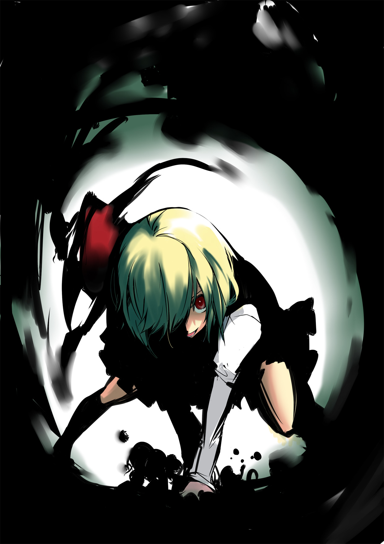 The Big Imageboard Tbib Bent Over Blonde Hair Dark Darkness
