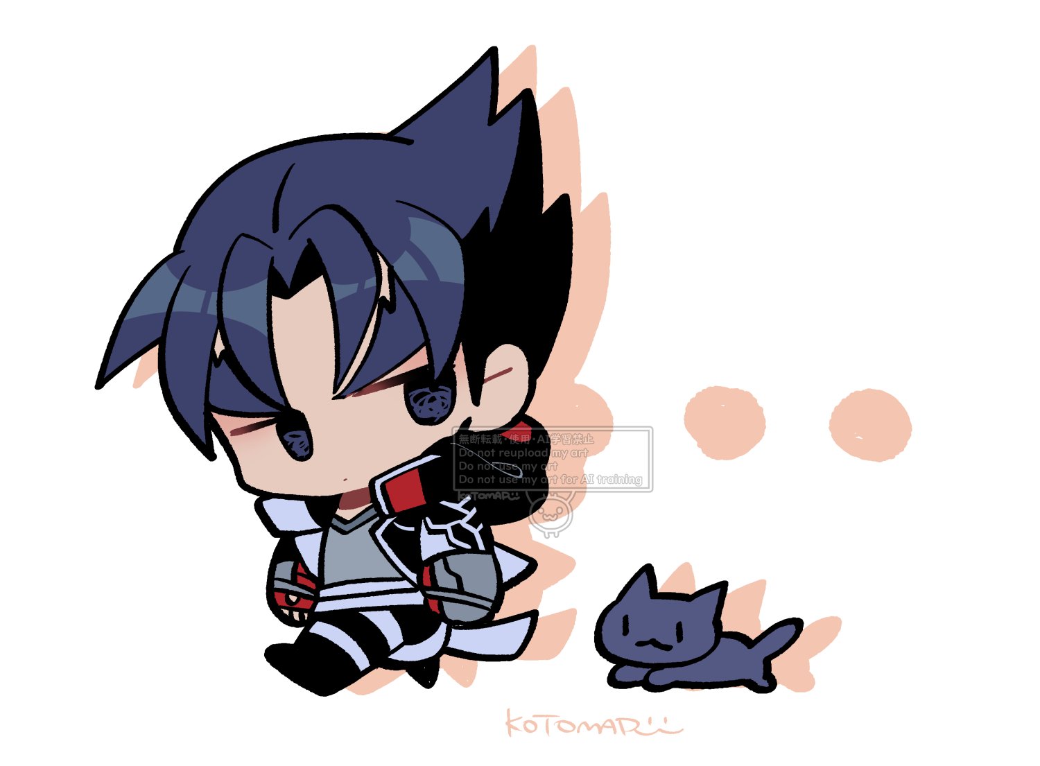 The Big ImageBoard (TBIB) - 1boy black cat black pants cat chibi chibi ...