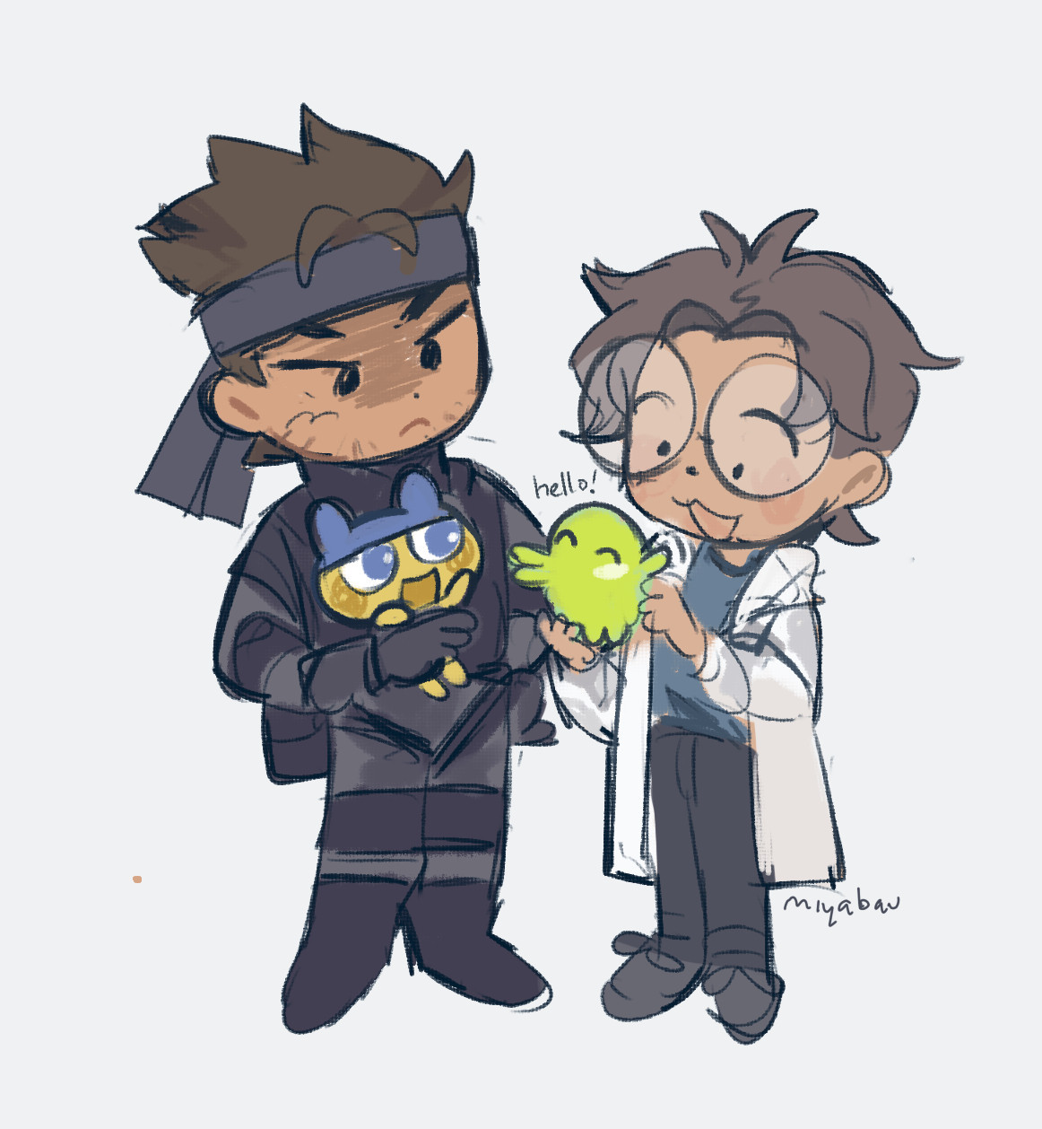 The Big ImageBoard (TBIB) - 2boys blue shirt bodysuit brown hair chibi ...