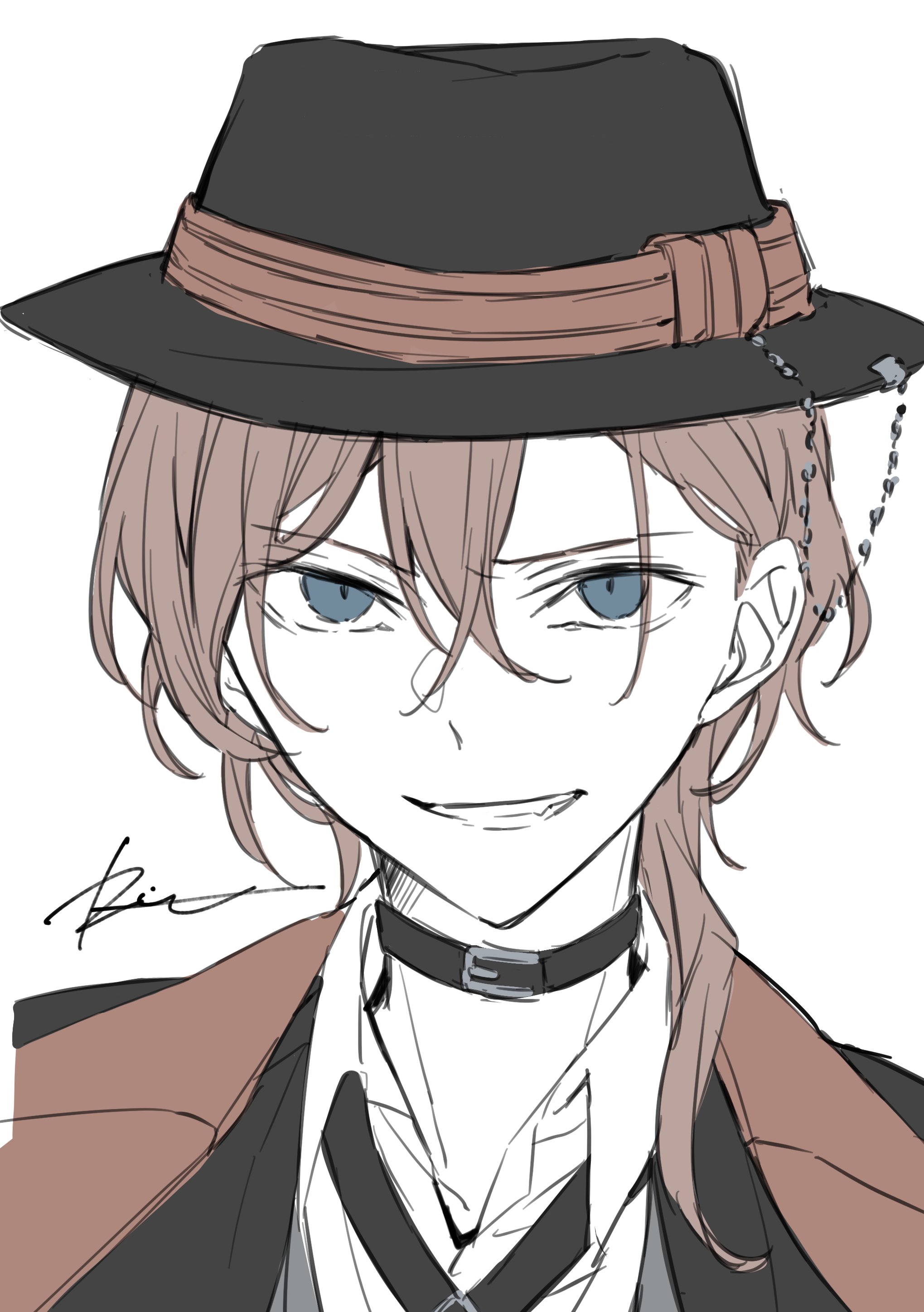 The Big ImageBoard (TBIB) - 1boy absurdres black choker black hat blue ...
