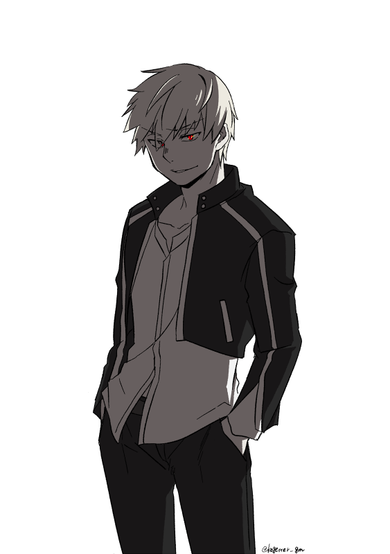 The Big ImageBoard (TBIB) - 1boy black jacket black pants blonde hair commentary cowboy shot ...