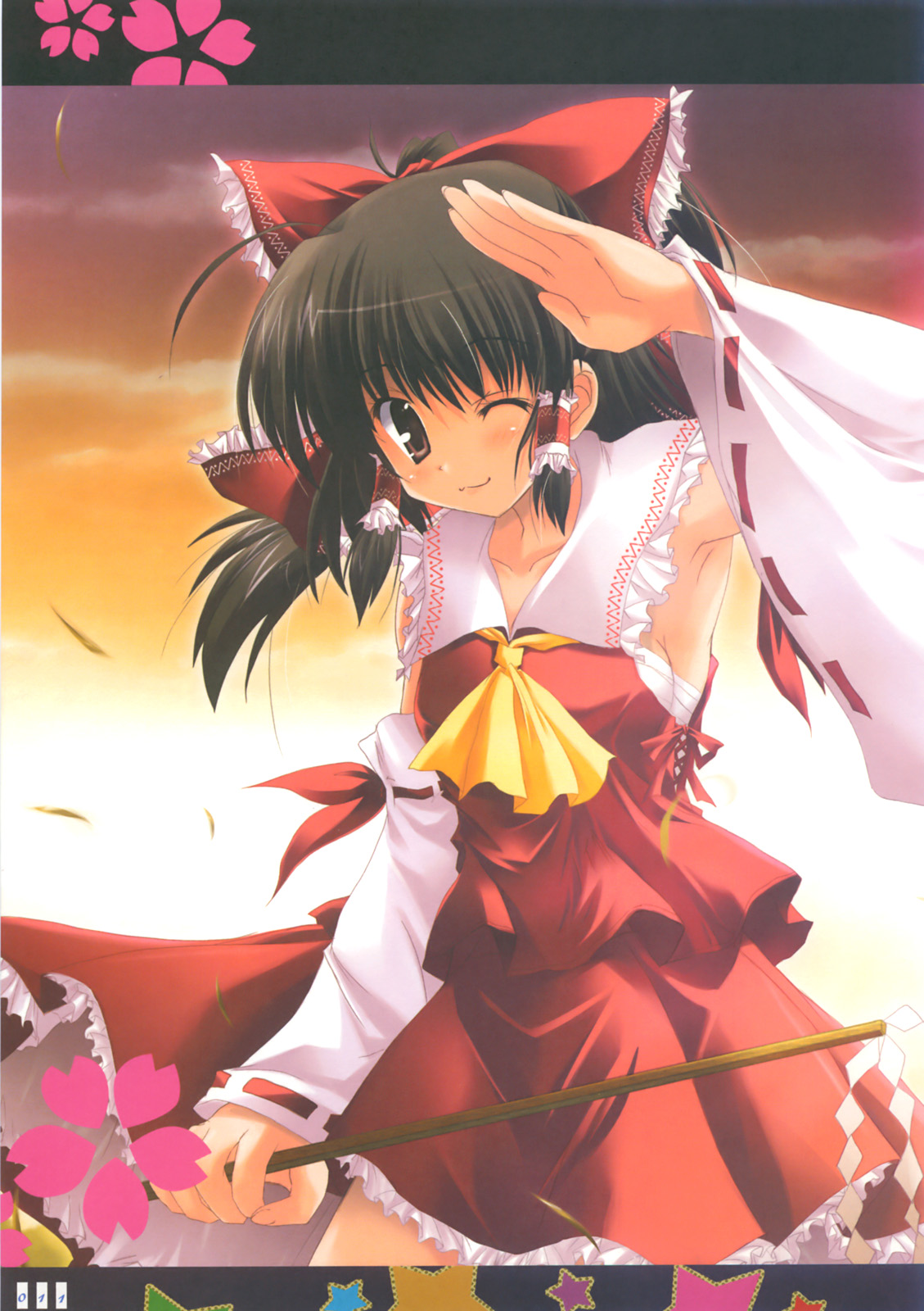 The Big ImageBoard (TBIB) - 1girl armpits bow breasts gohei hair bow ...