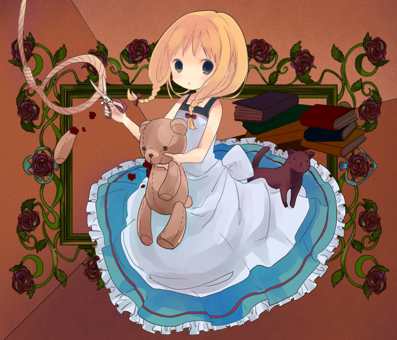 The Big ImageBoard (TBIB) - 1girl :o black eyes blonde hair book braid ...