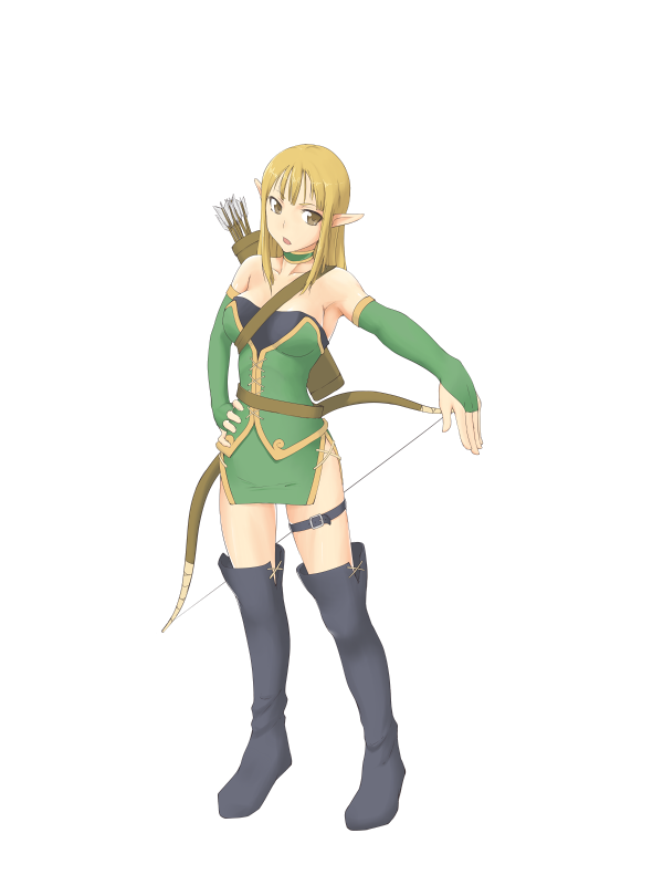 The Big ImageBoard (TBIB) - 1girl arrow (projectile) black boots black tube top blonde hair bmp ...