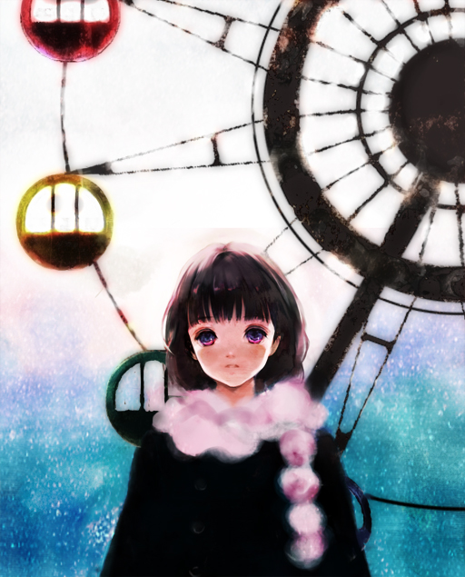 The Big ImageBoard (TBIB) - 1girl bad id bad pixiv id black hair ferris wheel fukahire (ruinon ...