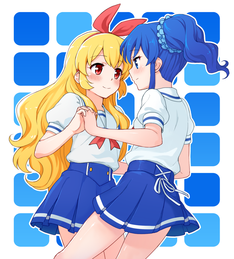 The Big ImageBoard (TBIB) - 2girls aikatsu! aikatsu! (series) blonde hair blue background blue ...