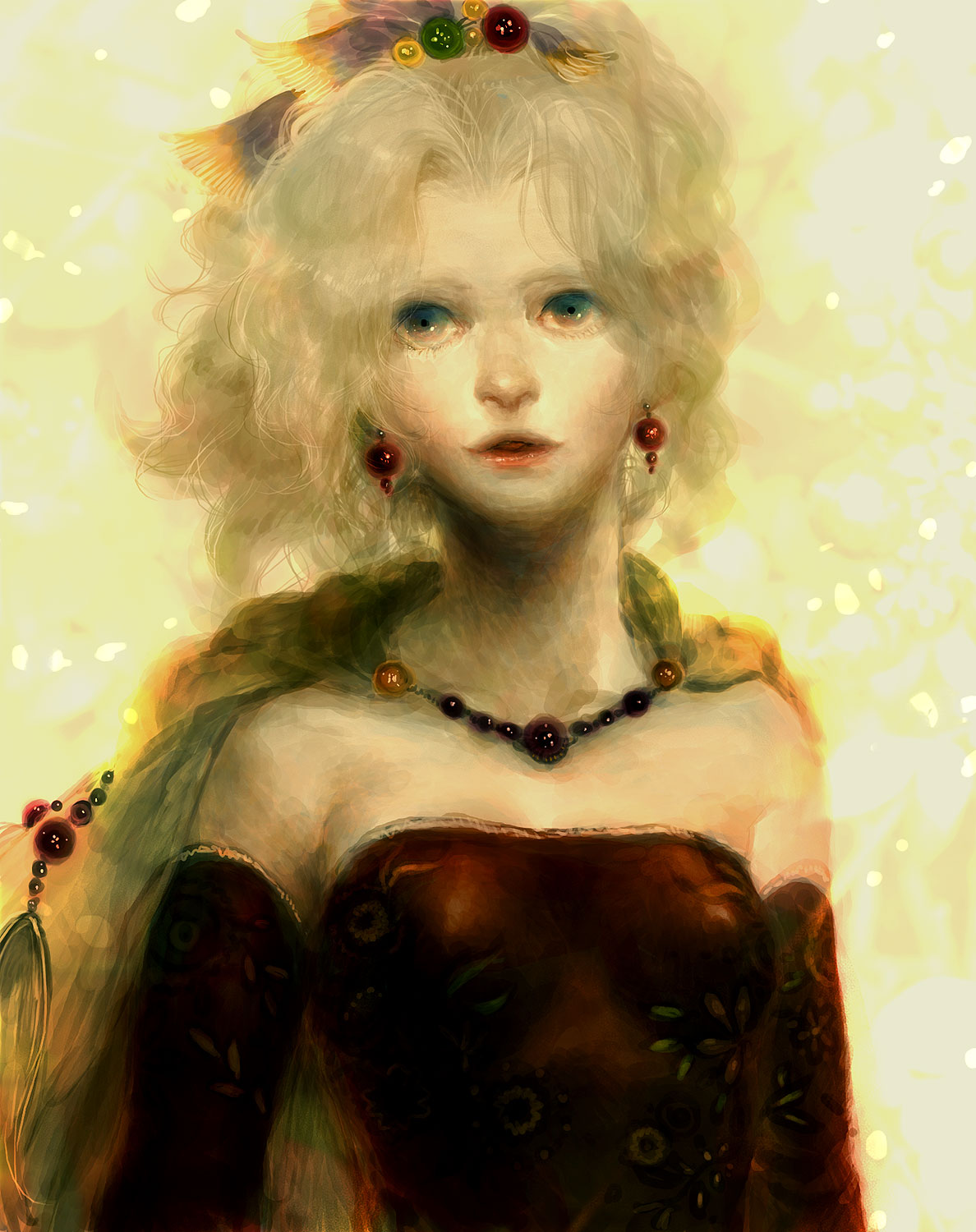 The Big ImageBoard (TBIB) - 1girl aqua eyes bad id bad pixiv id cape detached sleeves earrings ...