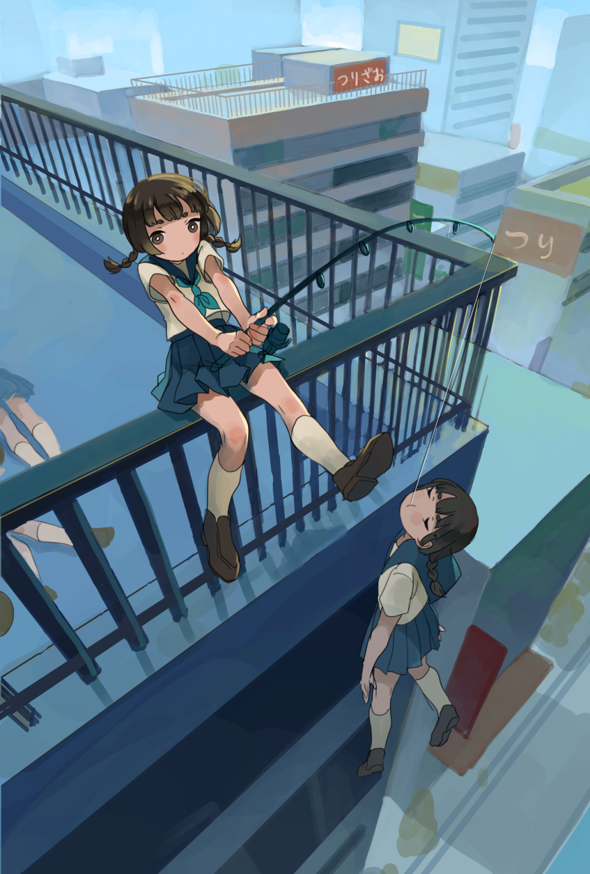 The Big ImageBoard (TBIB) - 4girls braid brown hair building city ...