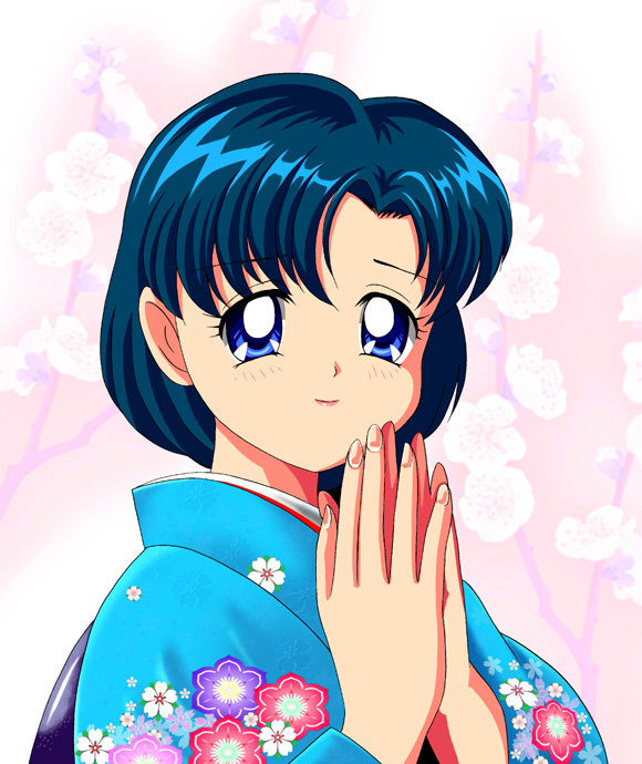 The Big ImageBoard (TBIB) - 1girl bishoujo senshi sailor moon blue eyes blue hair blue kimono ...