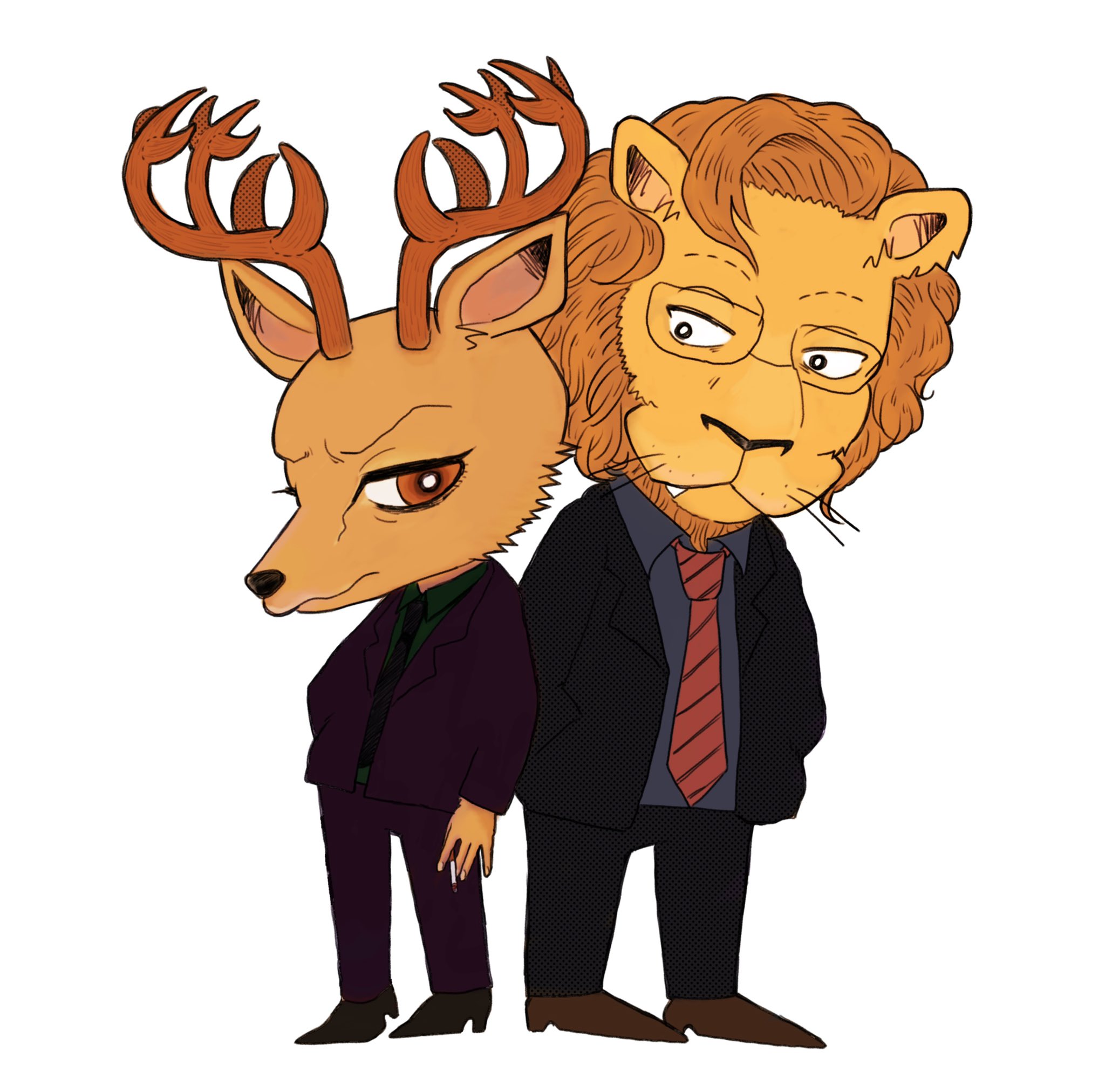 The Big ImageBoard (TBIB) - 2boys animal ears antlers beastars black footwear black pants black ...