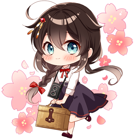 The Big ImageBoard (TBIB) - 1girl ahoge basket black footwear black skirt blue eyes braid brown ...