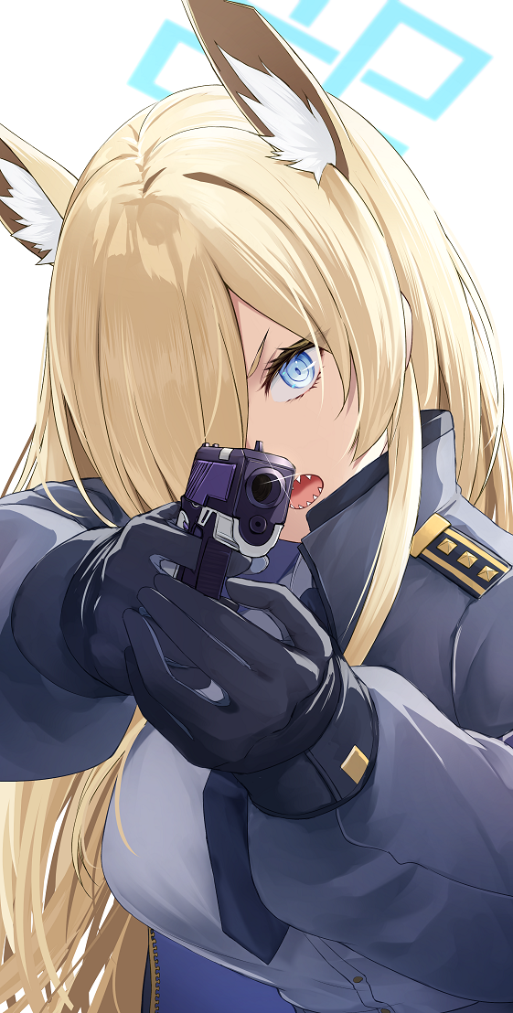 The Big ImageBoard (TBIB) - 1girl aiming aiming at viewer animal ear fluff animal ears black ...