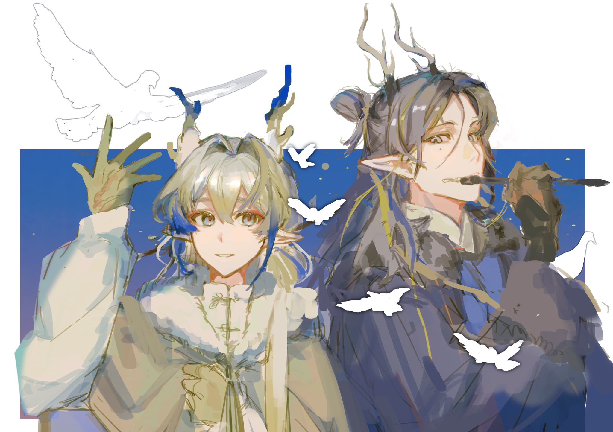 The Big ImageBoard (TBIB) - 1boy 1girl alternate costume animal arknights arm up bird black coat ...