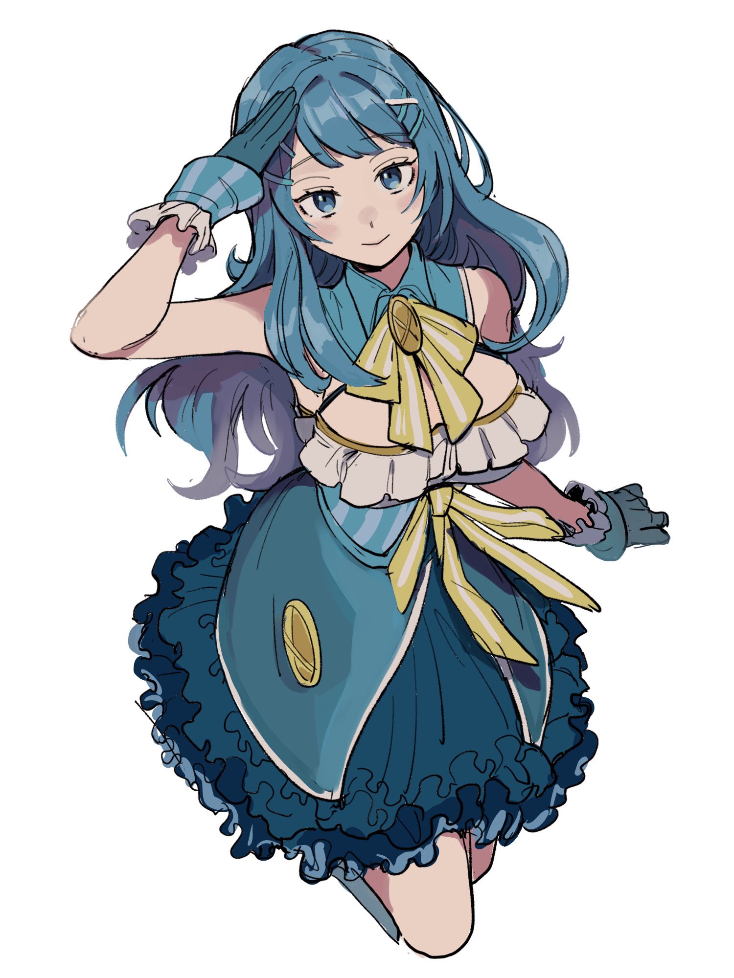 The Big ImageBoard (TBIB) - 1girl aoi (yooo009) bare shoulders blue dress blue eyes blue hair ...