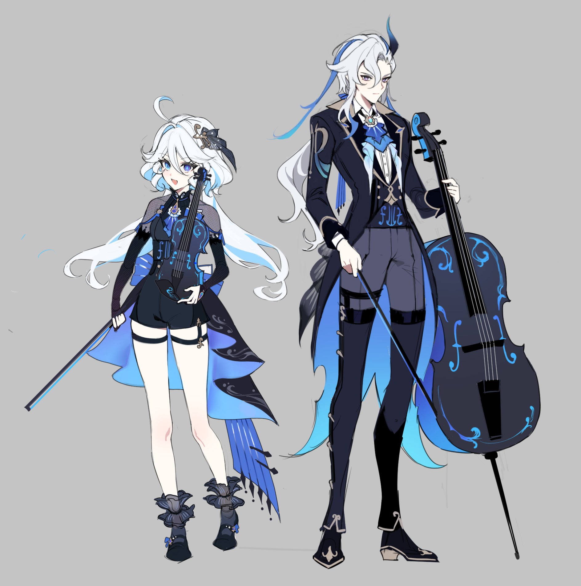The Big ImageBoard (TBIB) - 1boy 1girl ahoge alnyak antenna hair black coat black footwear black ...