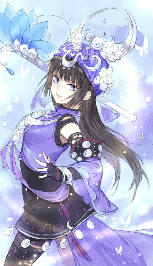The Big Imageboard Tbib 1girl Black Hair Blue Eyes Bug Butterfly