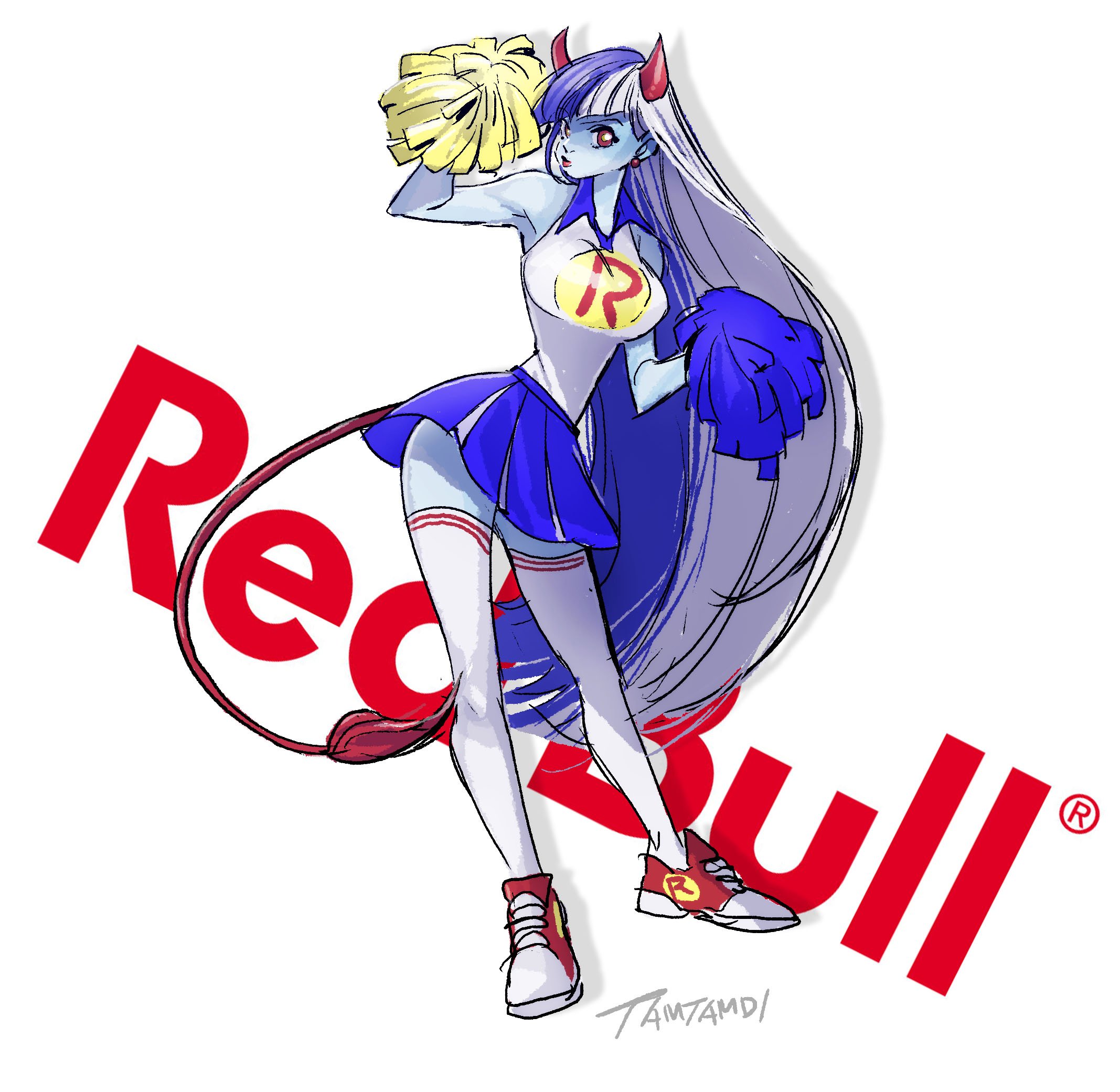 The Big Imageboard Tbib 1girl Blue Skirt Bright Pupils Cheerleader