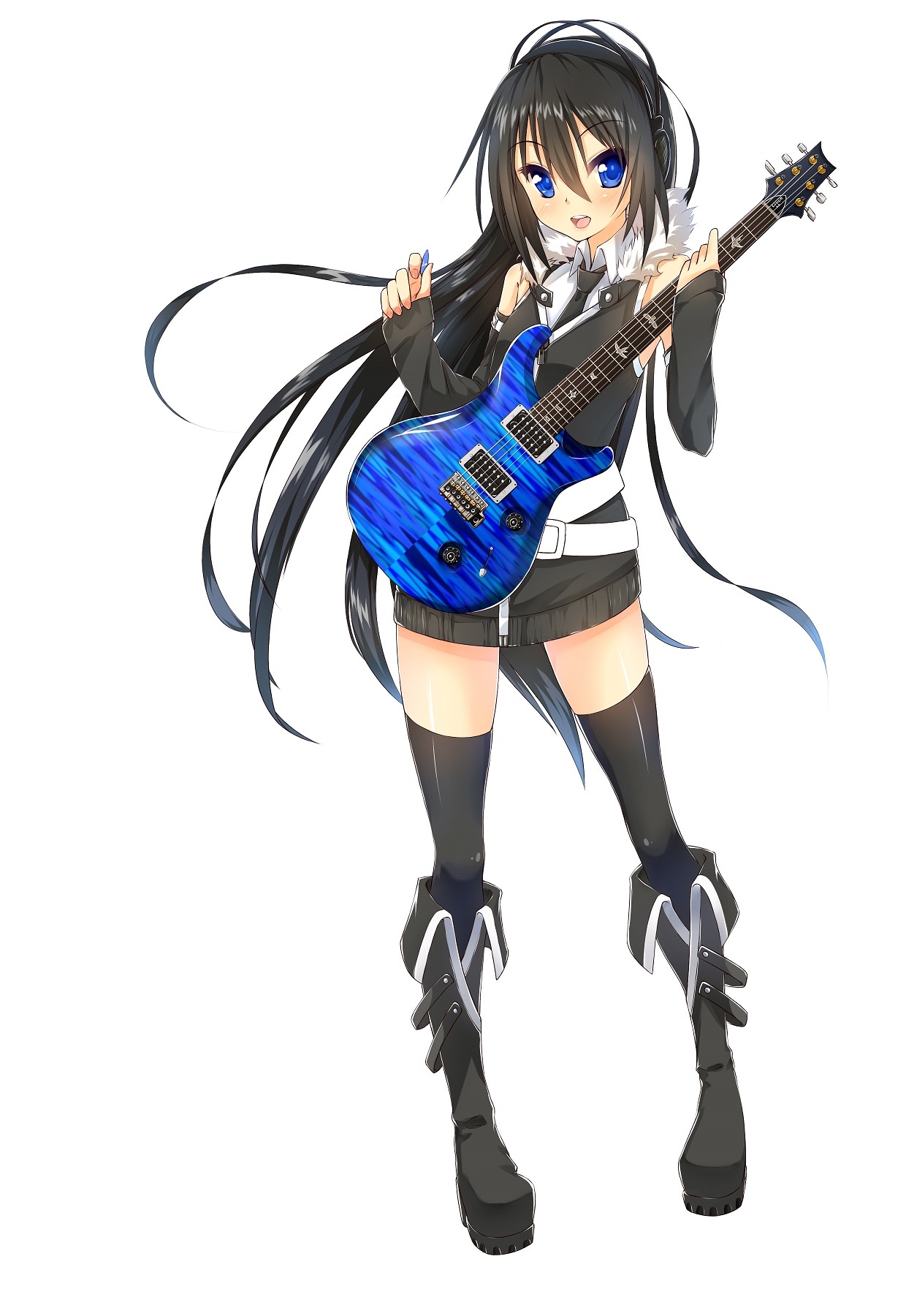 The Big Imageboard Tbib Belt Beltskirt Black Hair Black Legwear Blue Eyes Boots Detached
