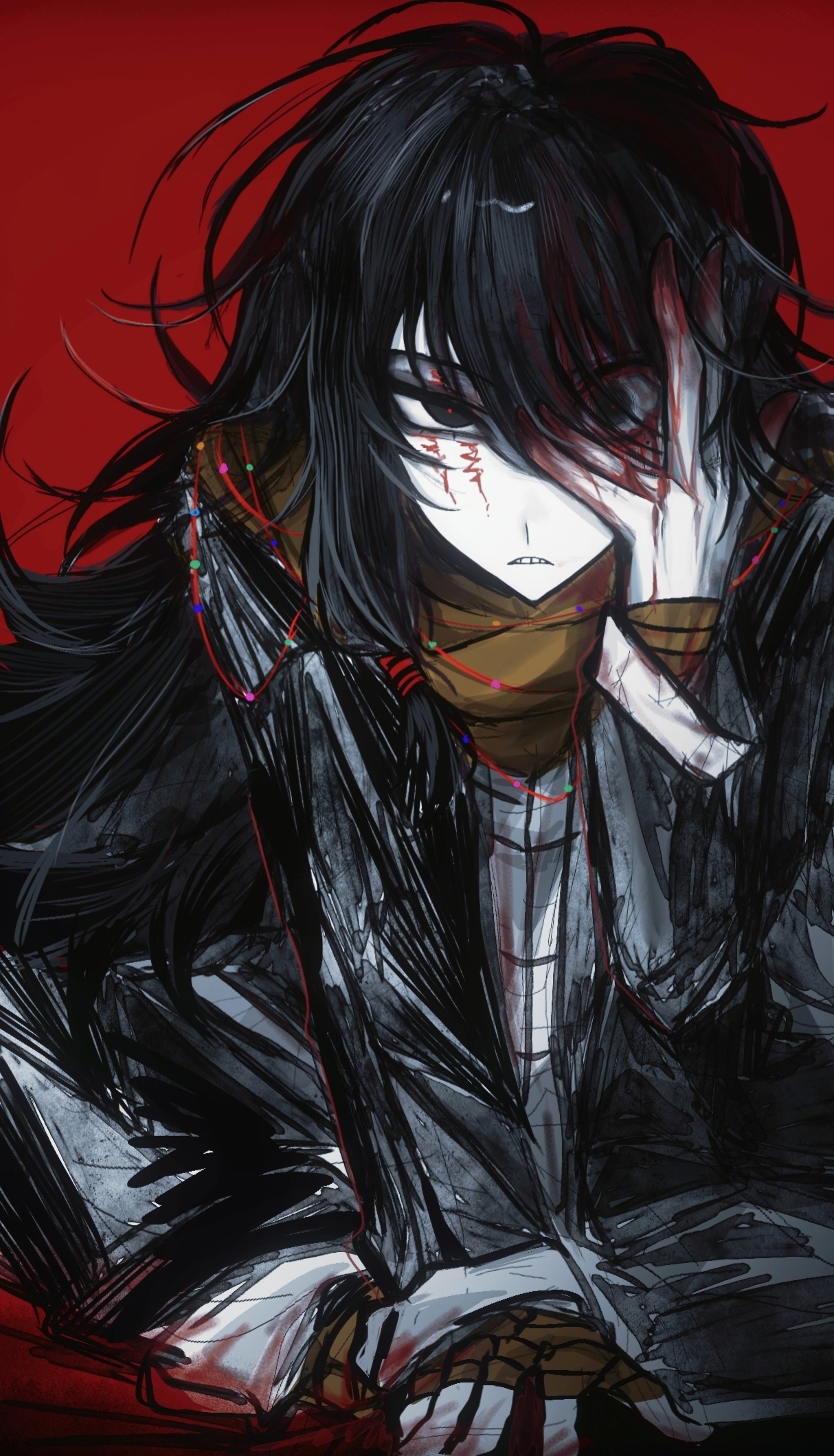 The Big ImageBoard (TBIB) - 1boy black eyes black hair black jacket blood blood on clothes blood ...