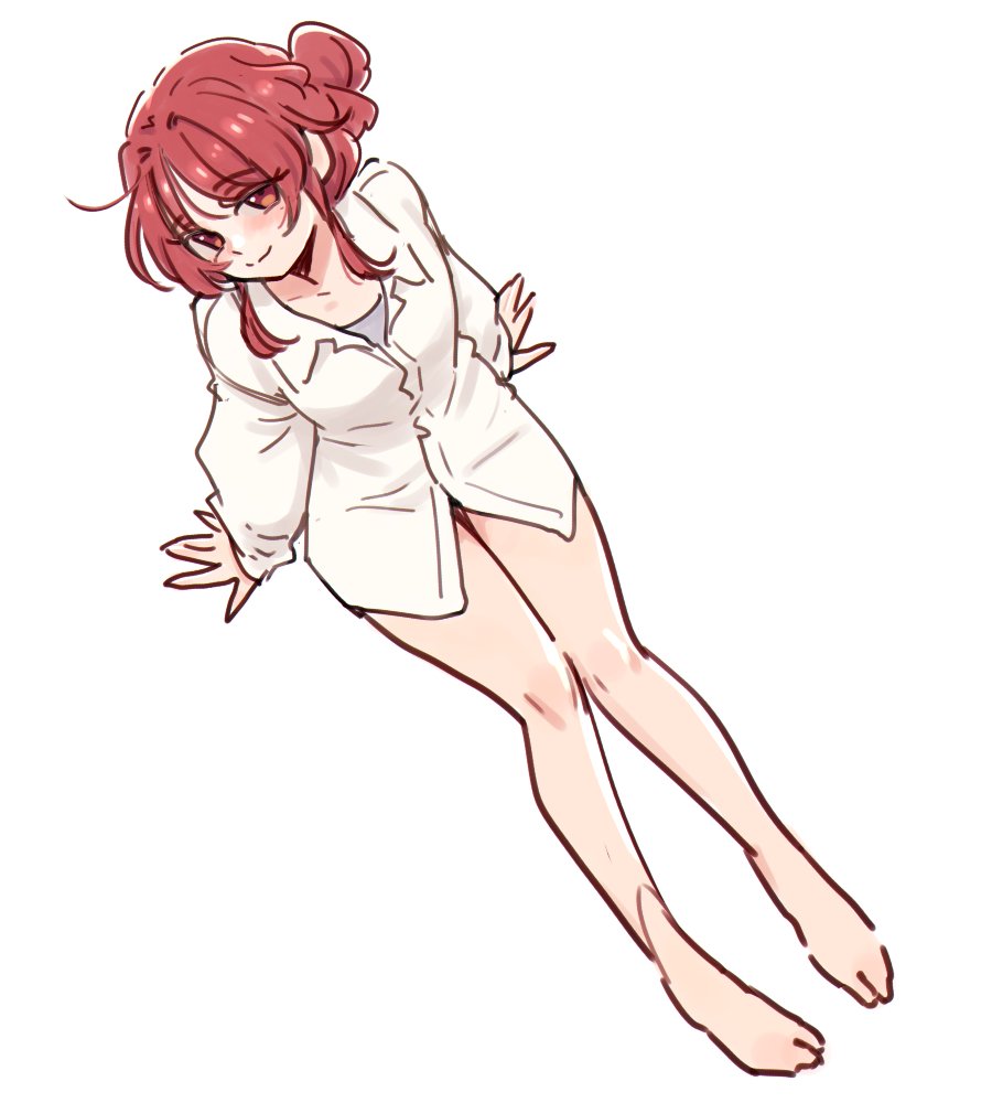 The Big Imageboard Tbib 1girl Arm Support Barefoot Collarbone From