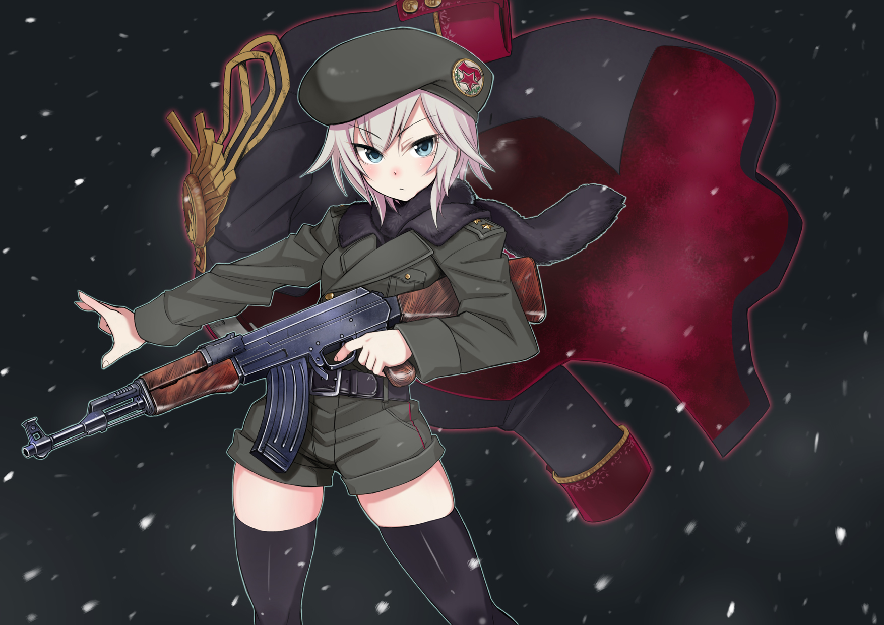 The Big ImageBoard (TBIB) - ak-47 anastasia (idolmaster) assault rifle beret black legwear blue ...