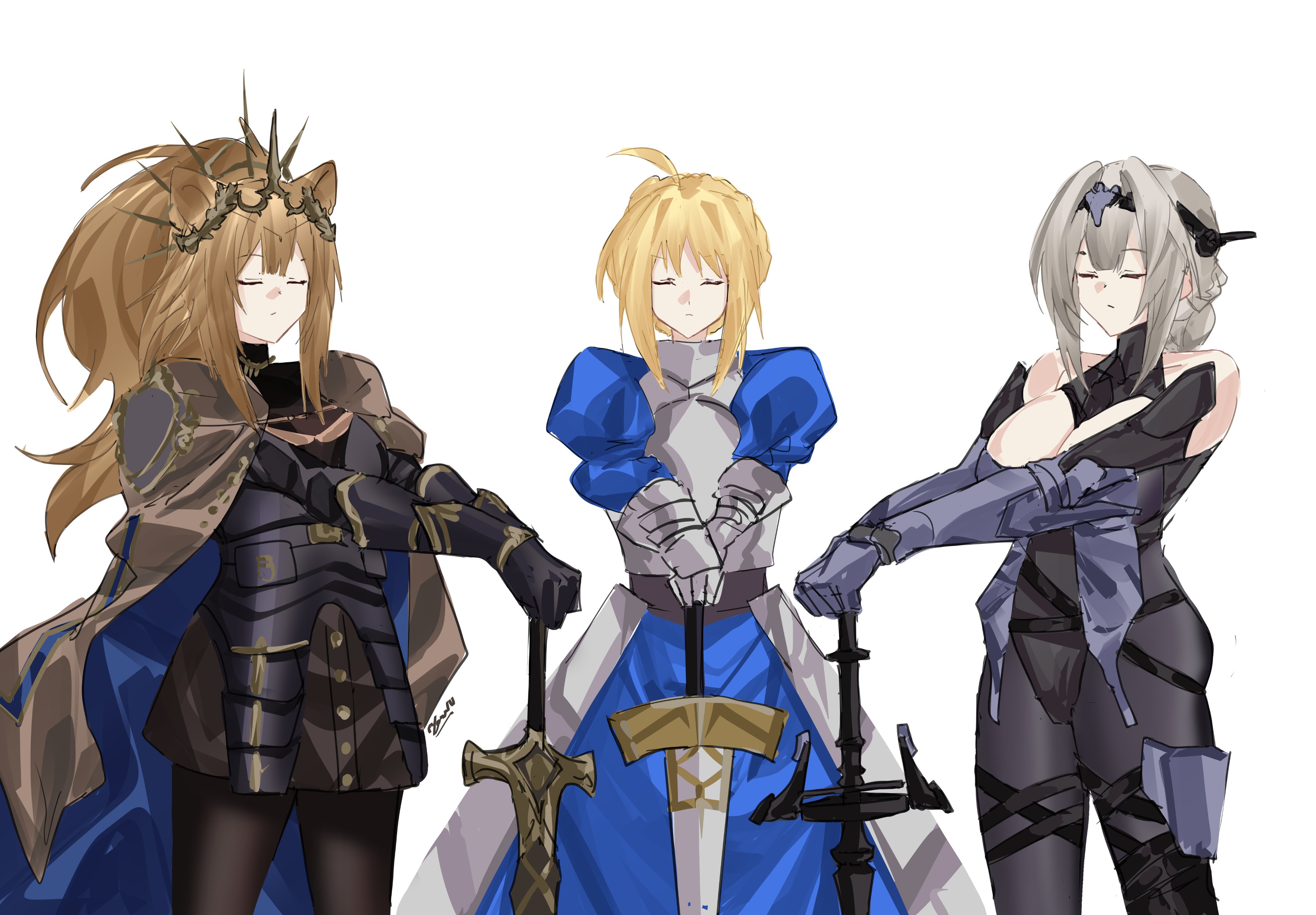 The Big ImageBoard (TBIB) - 3girls absurdres arknights armor artoria ...