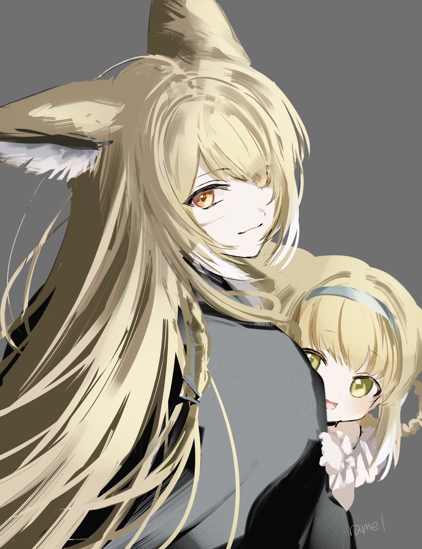 The Big ImageBoard (TBIB) - 2girls :d animal ears arknights artist name black jacket blonde hair ...