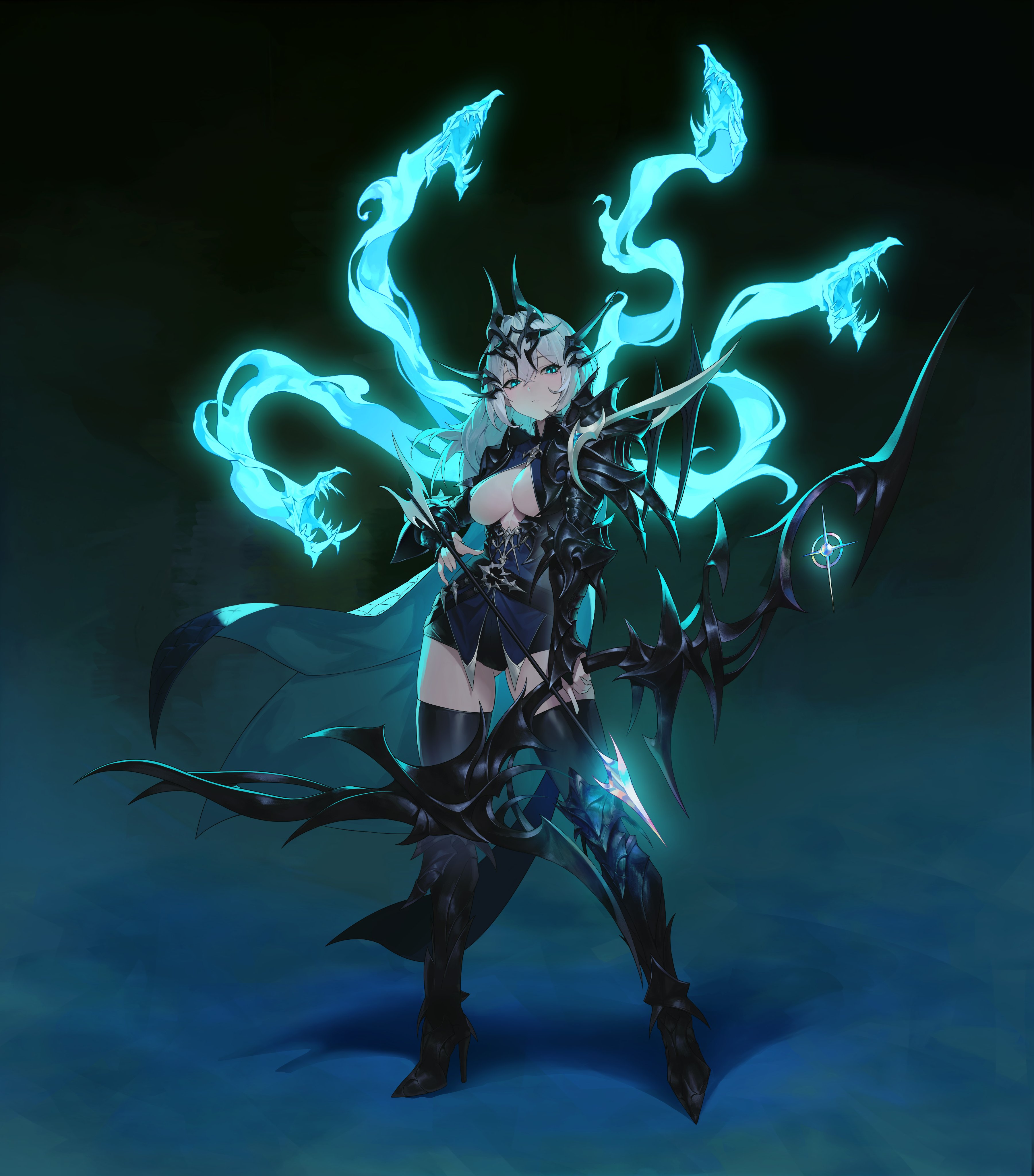 The Big ImageBoard (TBIB) - 1girl absurdres aqua eyes arm armor armor belt black thighhighs ...