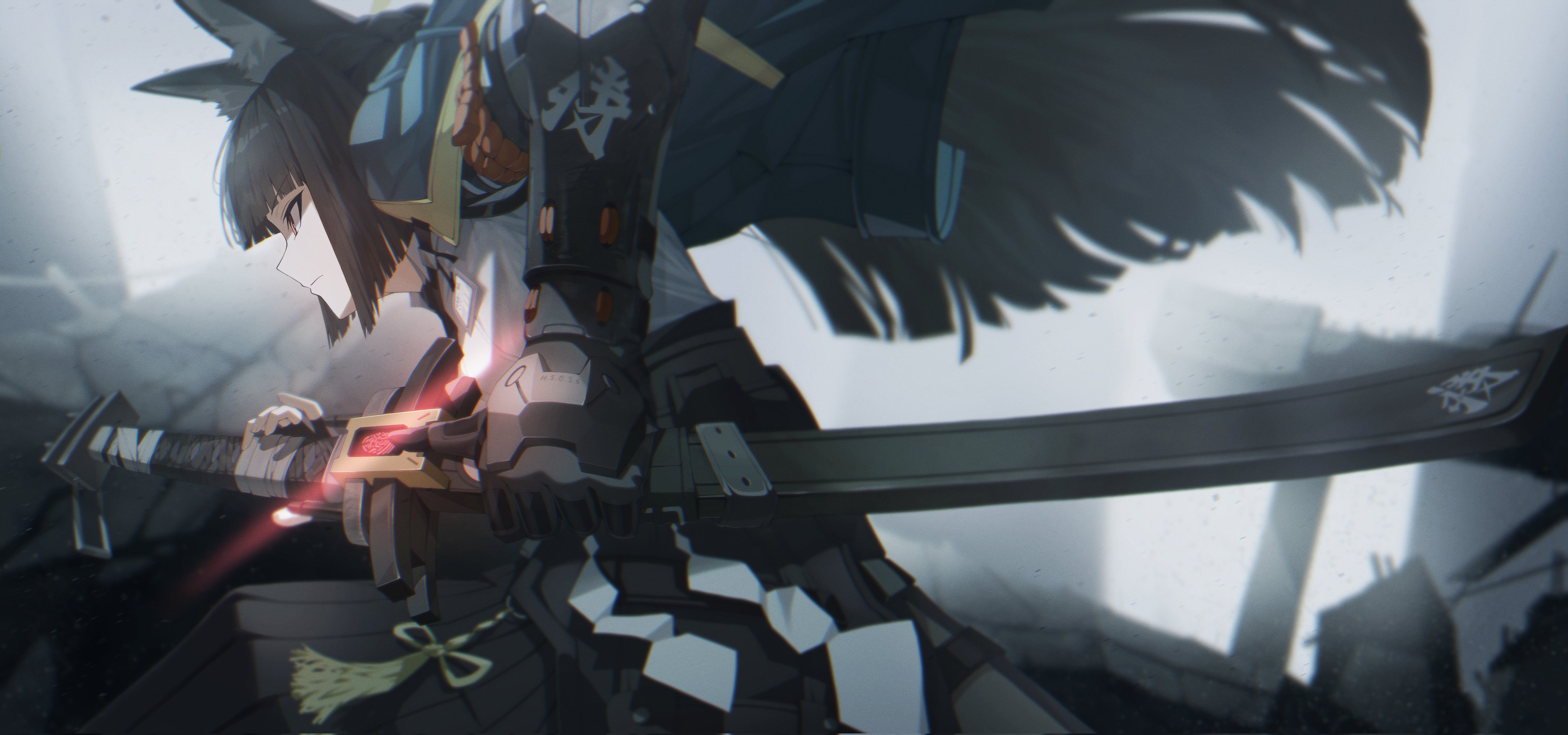 The Big ImageBoard (TBIB) - 1girl absurdres animal ear fluff animal ears black gloves black hair ...