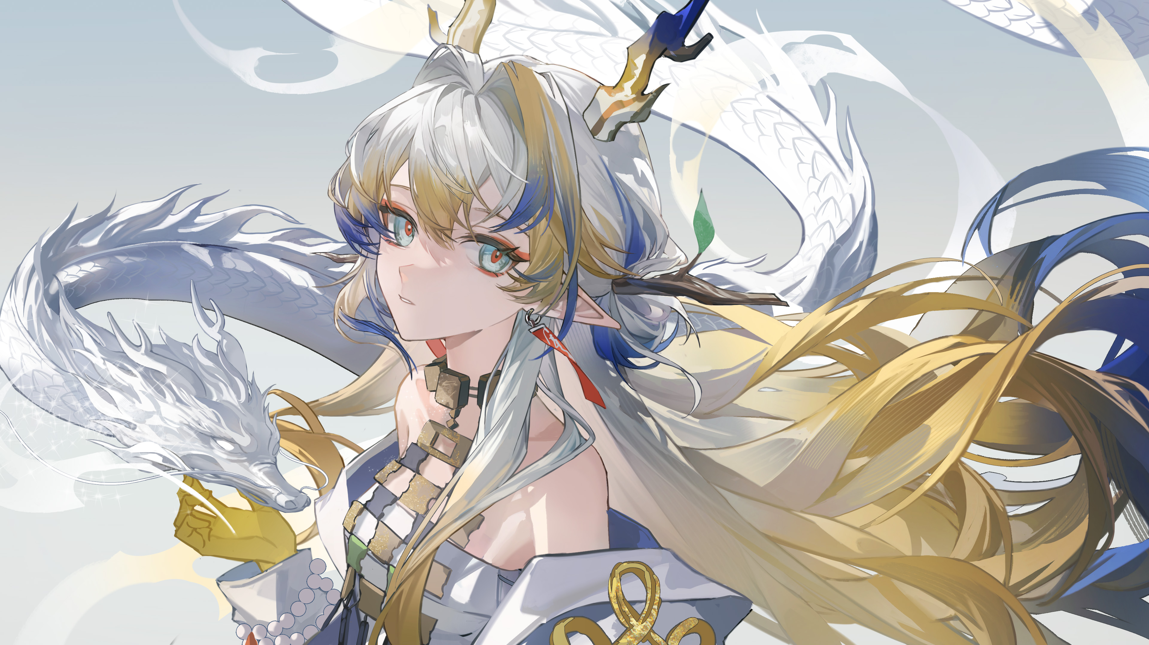 The Big ImageBoard (TBIB) - 1girl absurdres arknights bare shoulders bead bracelet beads blonde ...