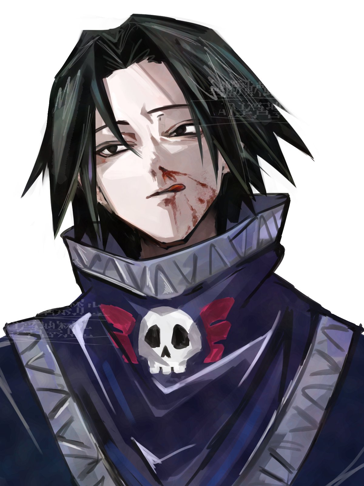 The Big ImageBoard (TBIB) - 1boy black eyes black hair blood blood on face cloak feitan portor ...